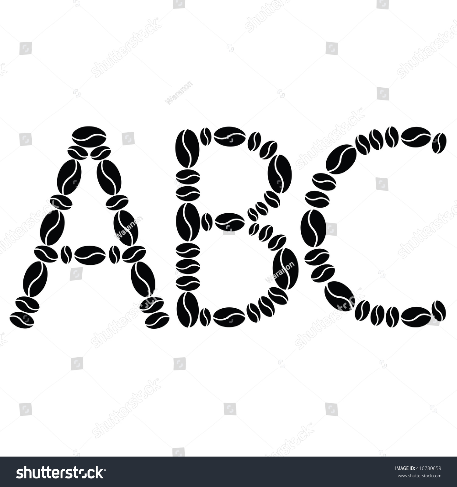 Vector Alphabet Set Coffee Beans Stock Vector (Royalty Free) 416780659 ...