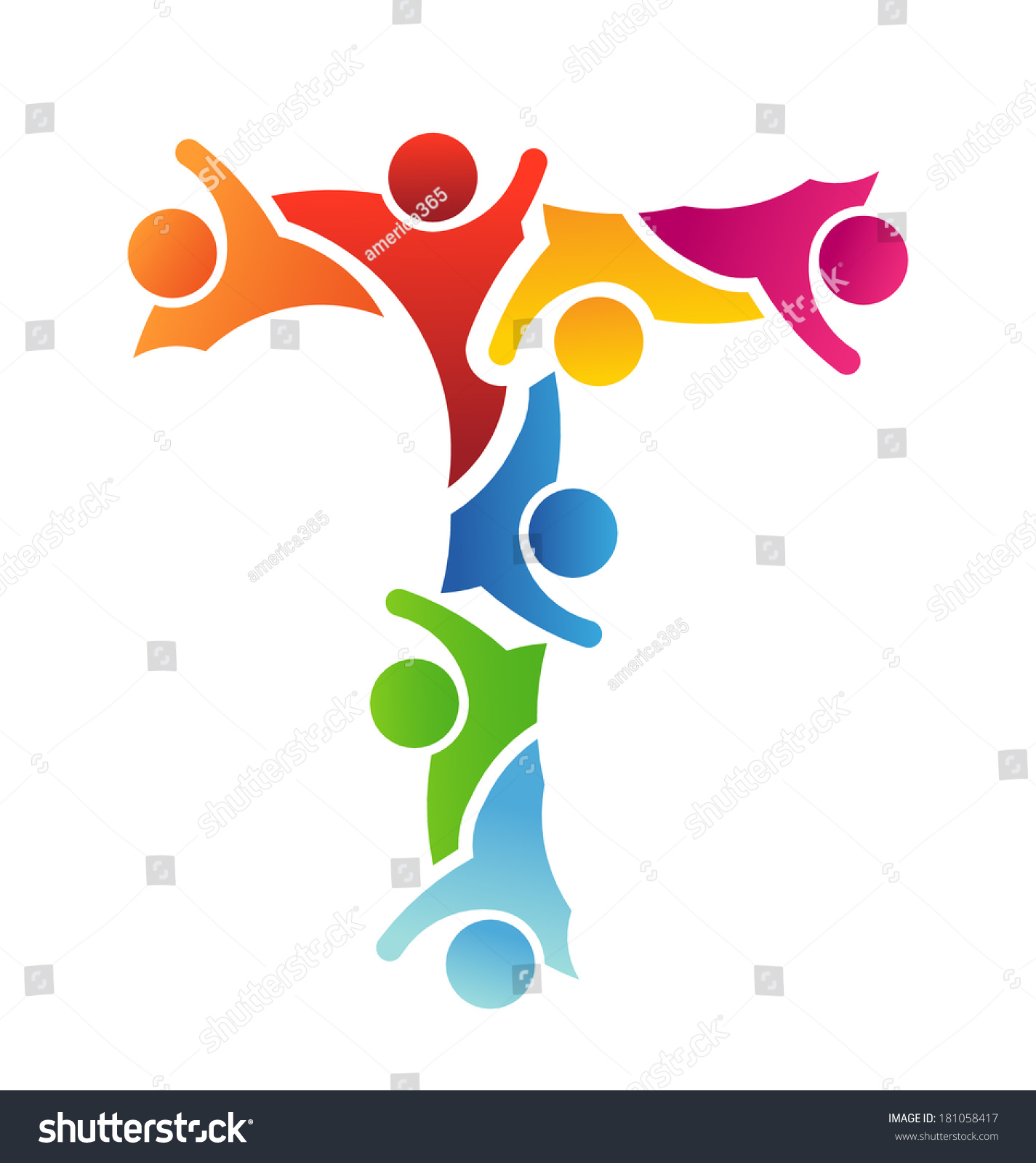 Vector Alphabet Teamwork Letter T Stock Vector (Royalty Free) 181058417 ...