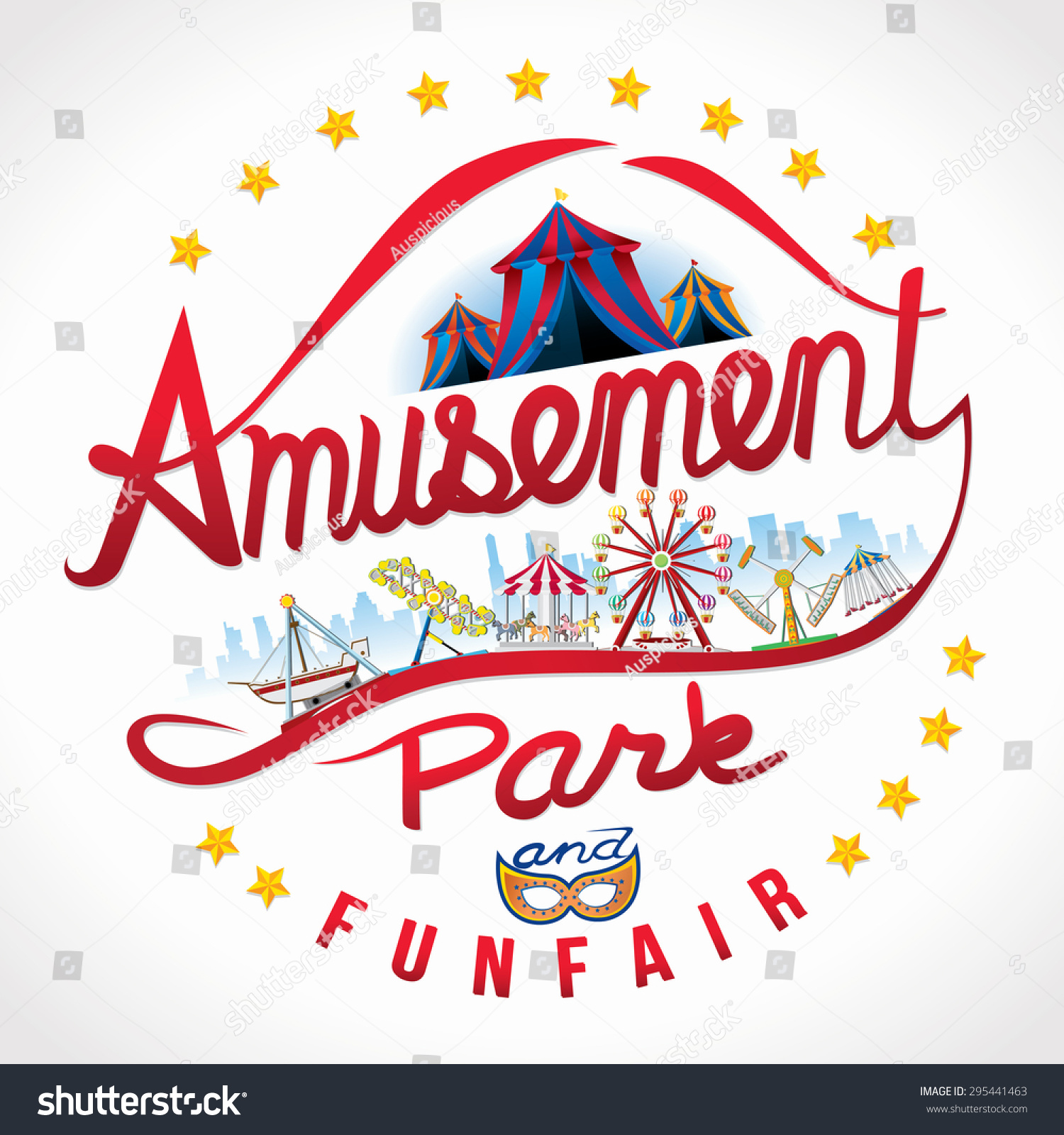 Vector Amusement Park Calligraphy: vector de stock (libre de regalías ...