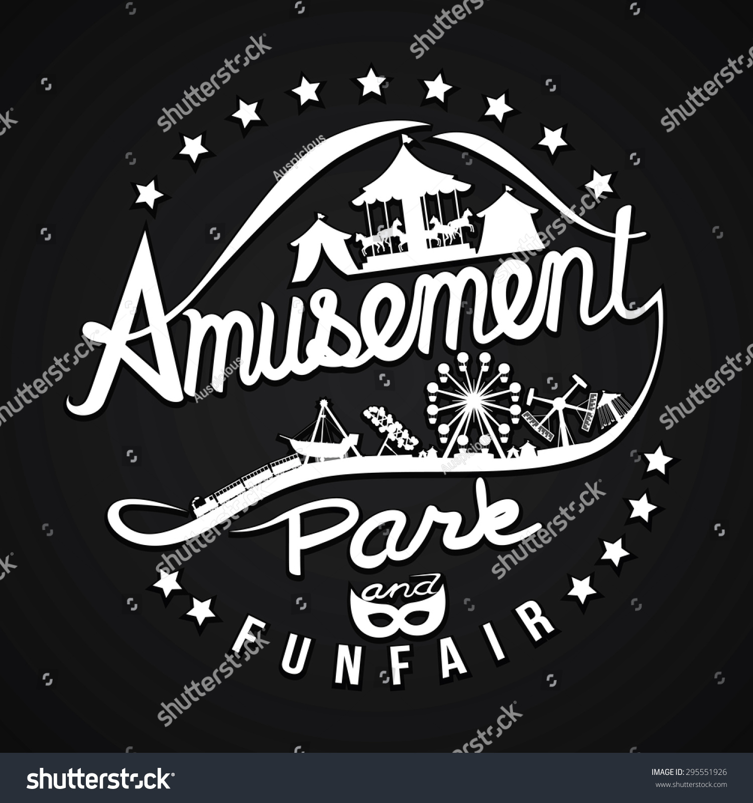 Vector Amusement Park Calligraphy Design: เวกเตอร์สต็อก (ปลอดค่า ...
