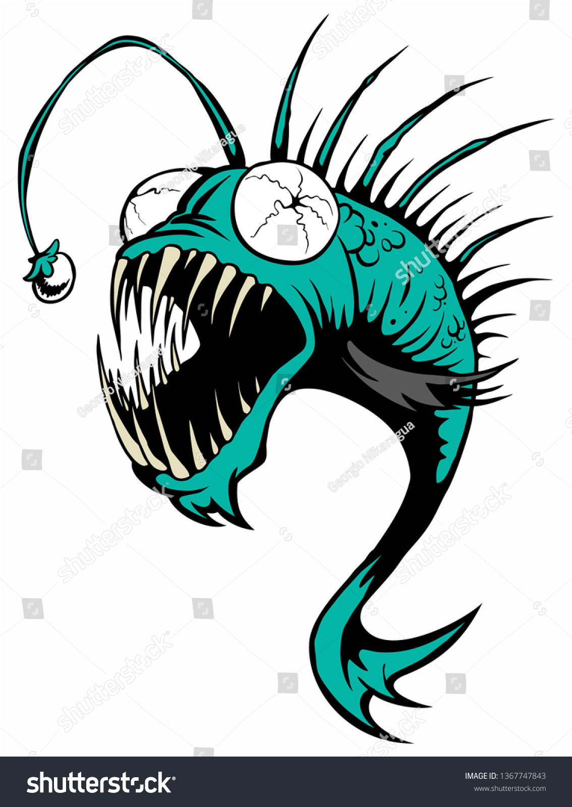 Vector Angler Fish Image Isolated On Stock Vector (Royalty Free) 1367747843
