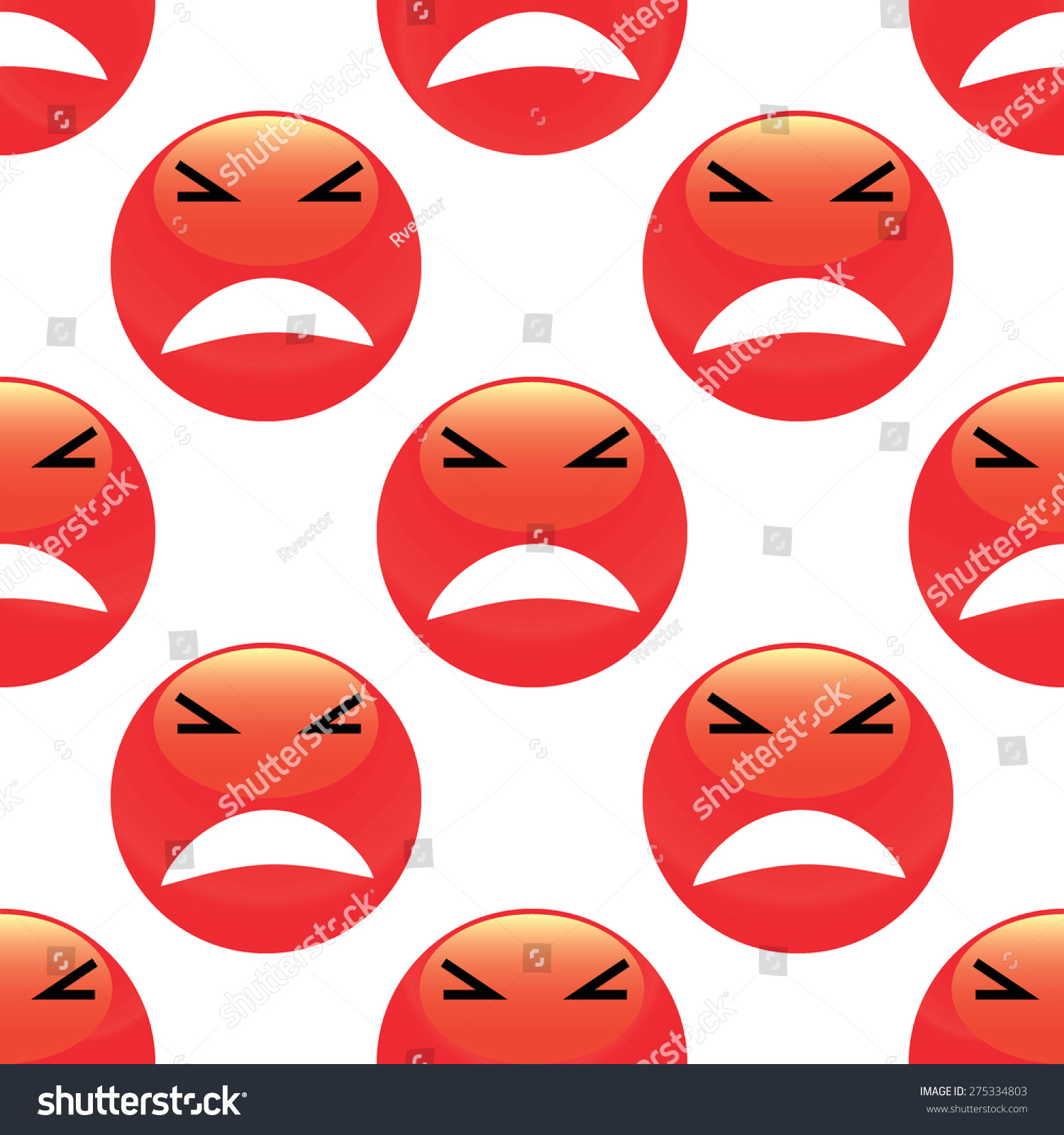 Vector Angry Emoticon Repeated On White Stock Vector (Royalty Free ...