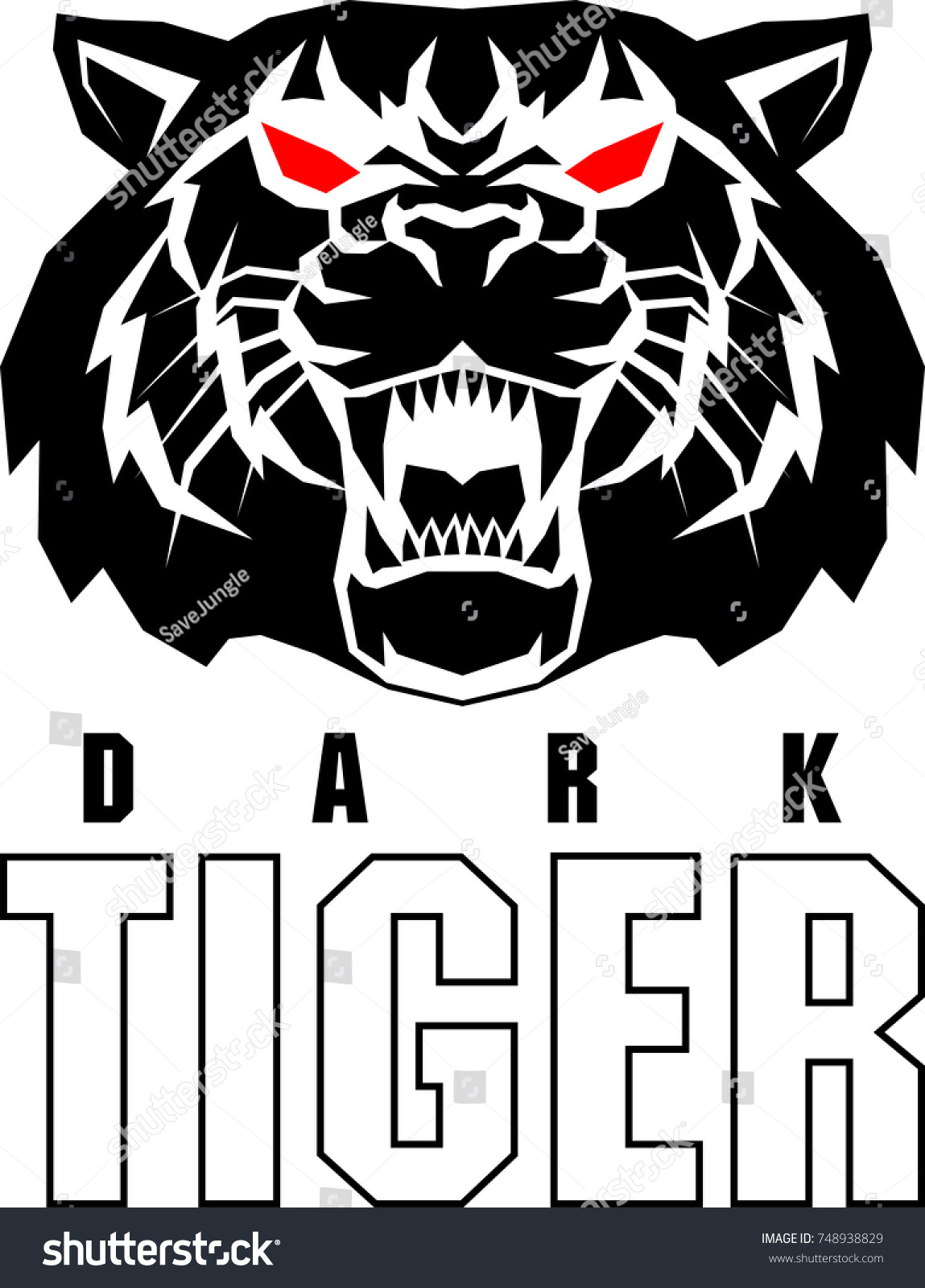 Vector Angry Tiger Face Logo Label Stock Vector (Royalty Free) 748938829