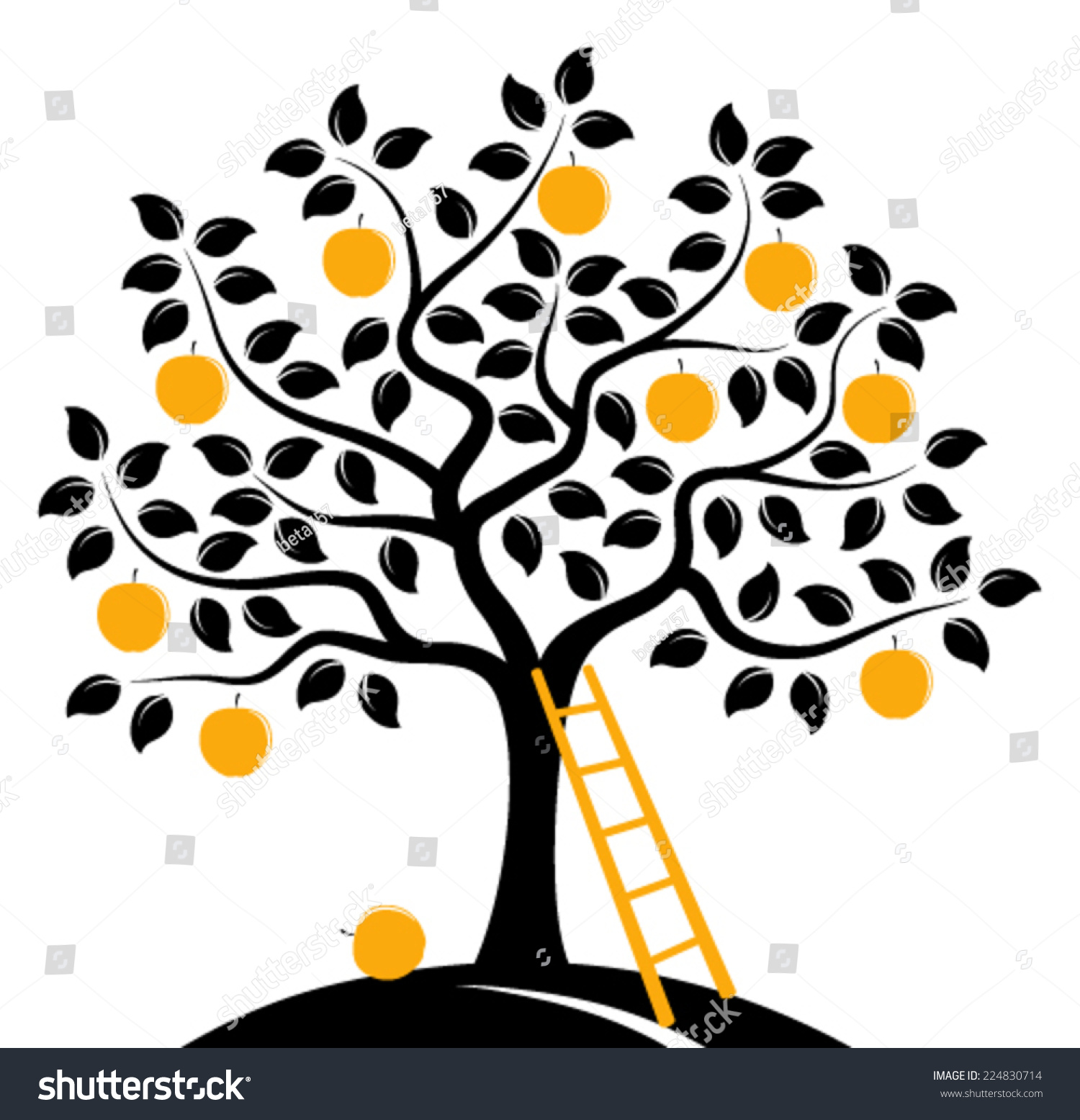 Vector Apple Tree Ladder Isolated On Stock Vector (Royalty Free ...