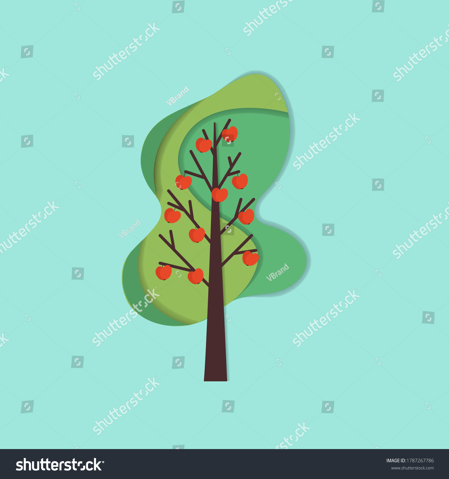 Vector Apple Tree Cut Paper Style Stock Vector (Royalty Free ...