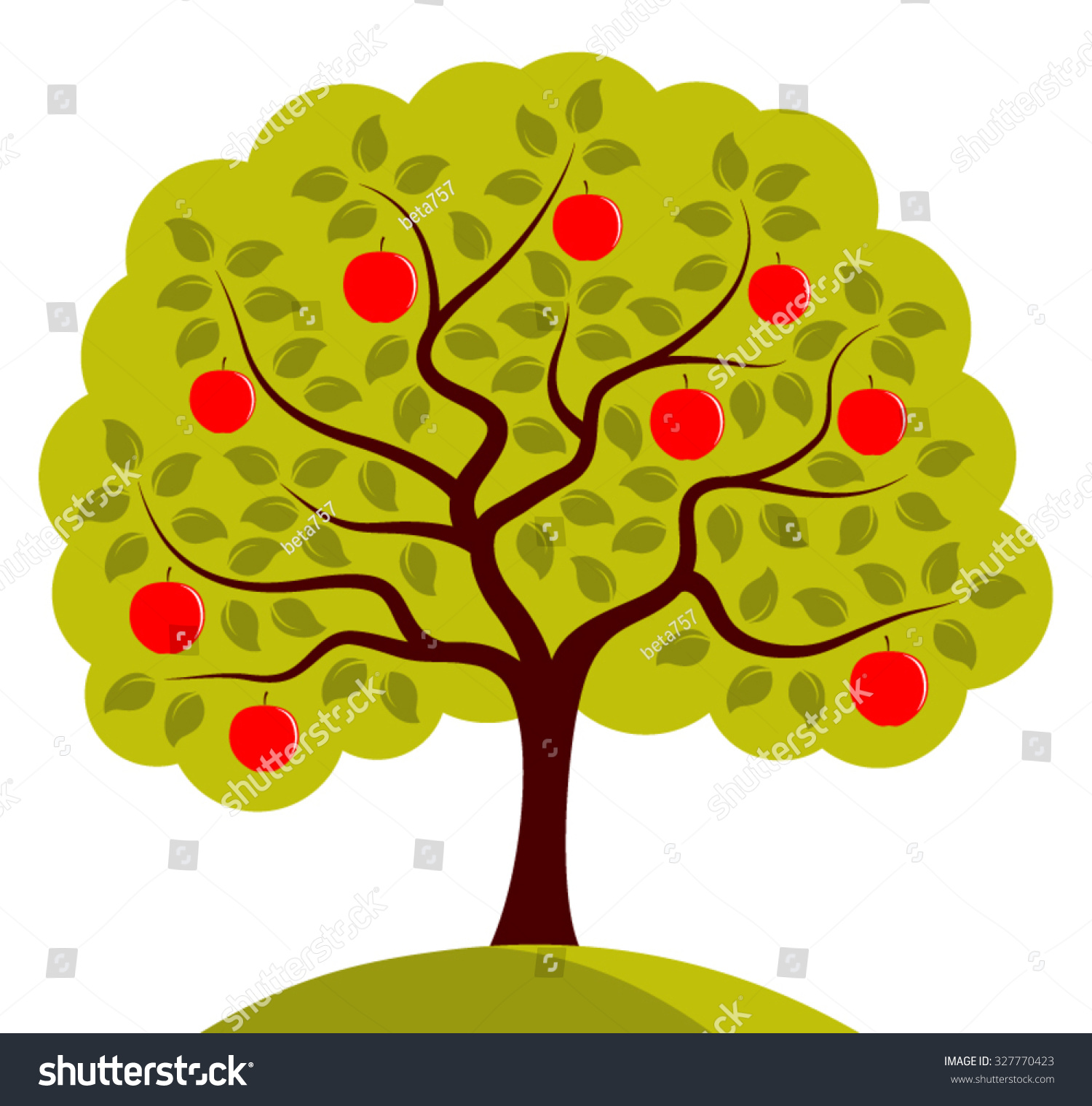 Vector Apple Tree Isolated On White Stock Vector (Royalty Free ...
