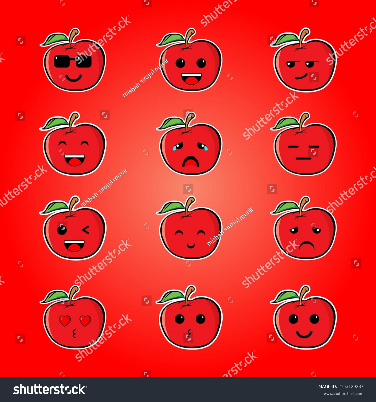 Vector Apple Various Emoticons Stock Vector (Royalty Free) 2153129287 ...