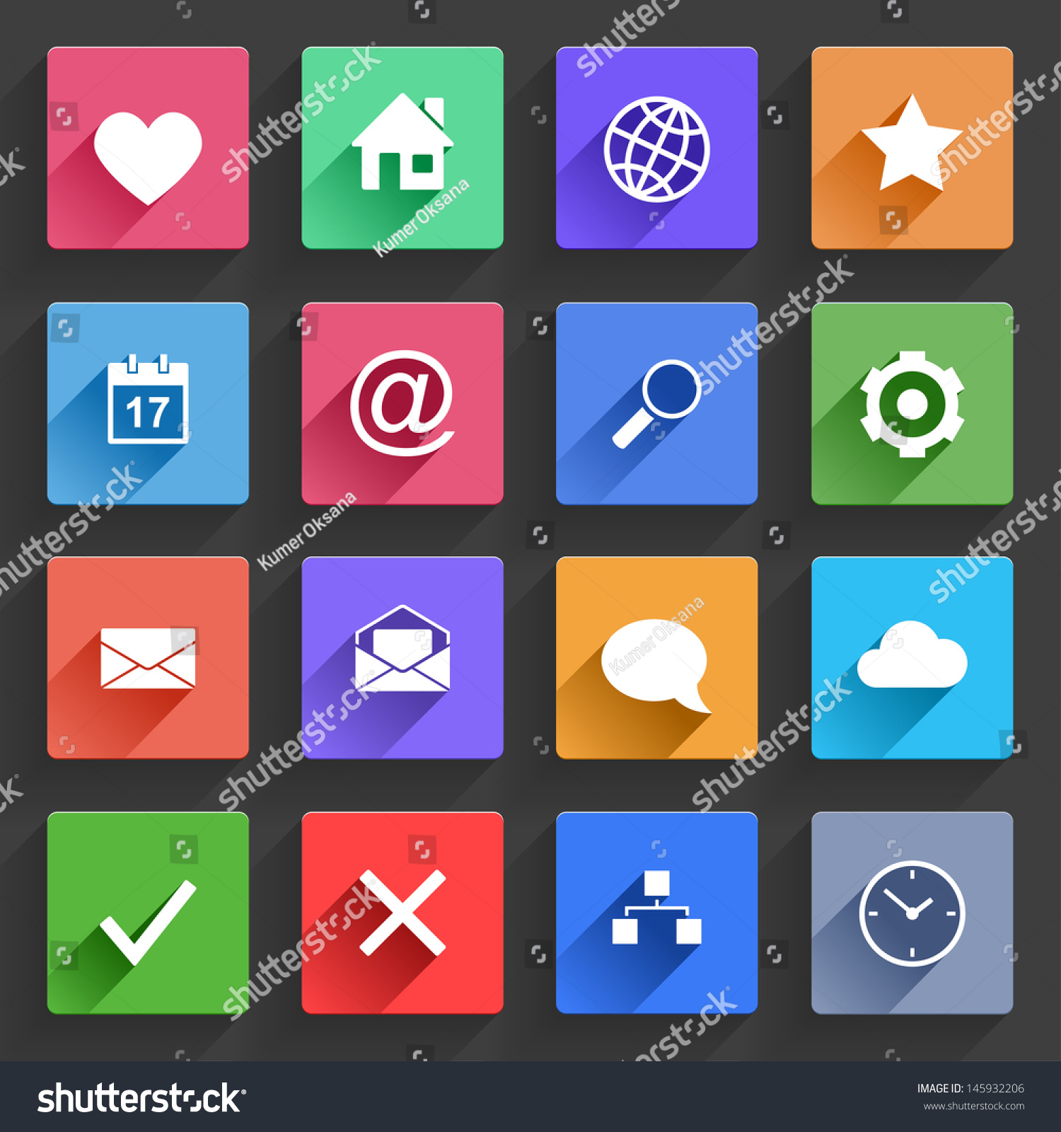 Vector Application Web Icons Set In Flat Design With Long Shadows ...