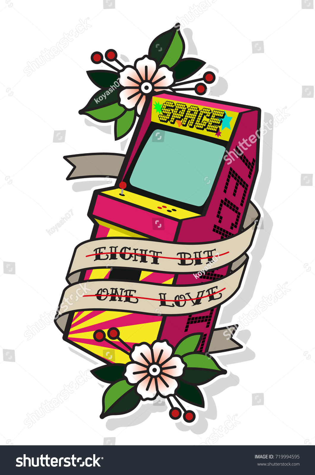 Vector Arcade Machine Tattoo Design Stock Vector (Royalty Free) 719994595