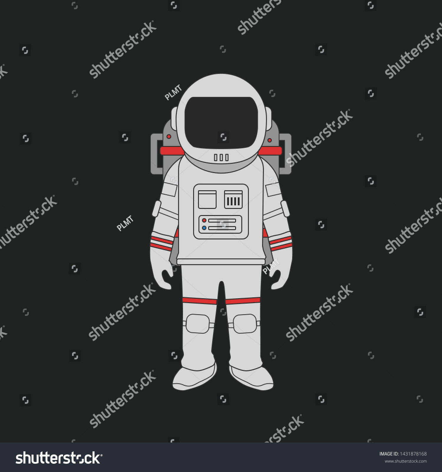 Vektor Stok Vector Astronaut Standing Space Suit Flat (Tanpa Royalti ...