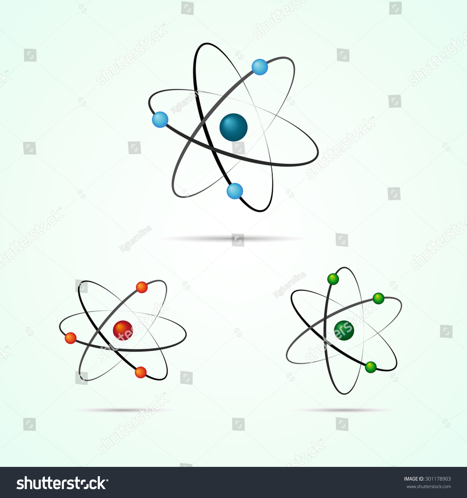 Vector Atom Icons Electrons On Light Stock Vector (Royalty Free ...