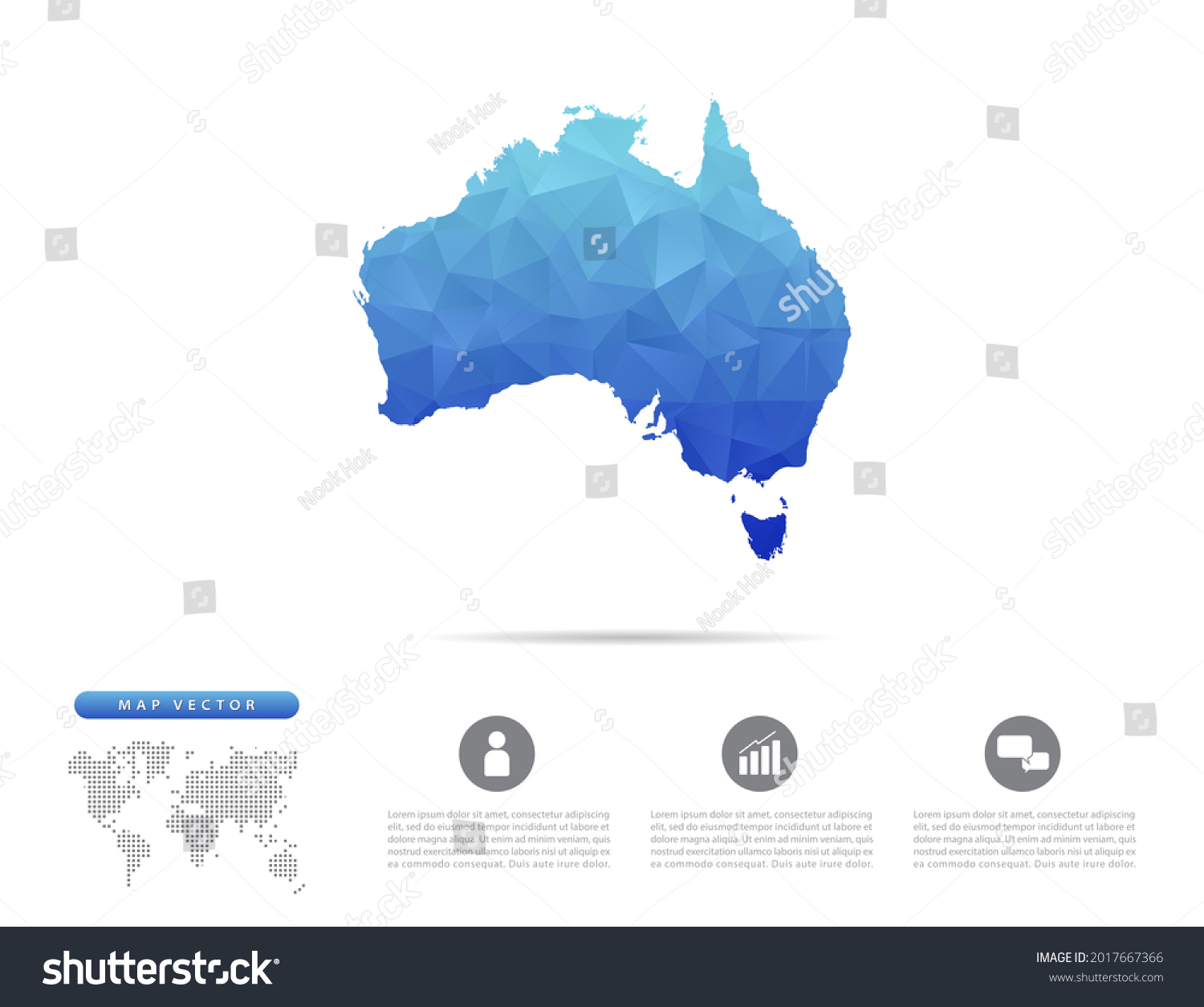 Vector Australia Map Blue Polygon Triangle Stock Vector (Royalty Free ...