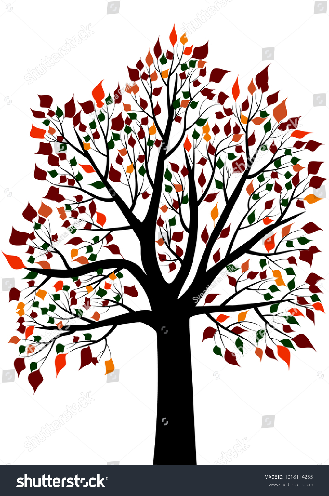 Vector Autumn Tree Silhouette Stock Vector (Royalty Free) 1018114255