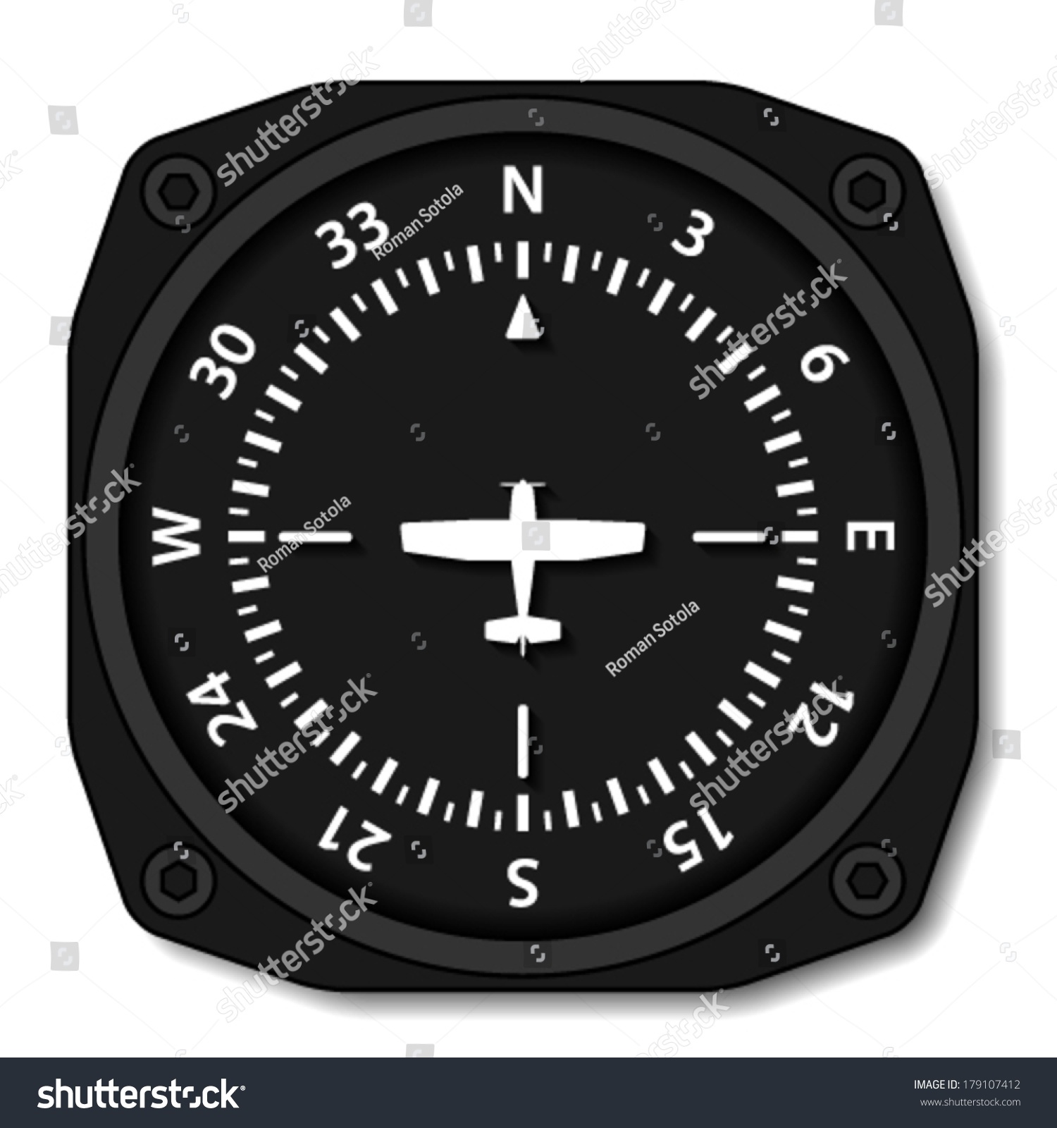 Vector Aviation Aircraft Compass Turns Stock Vector Royalty Free 179107412