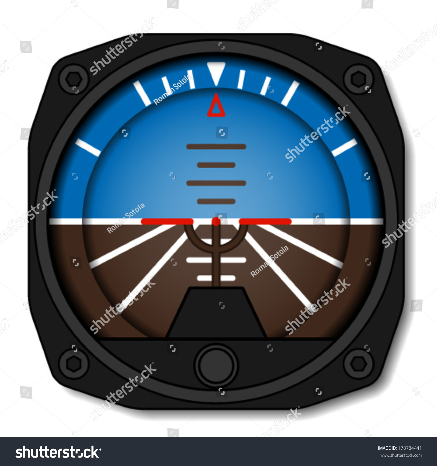 Vector Aviation Airplane Attitude Indicator Artificial Stock Vector Royalty Free 178784441