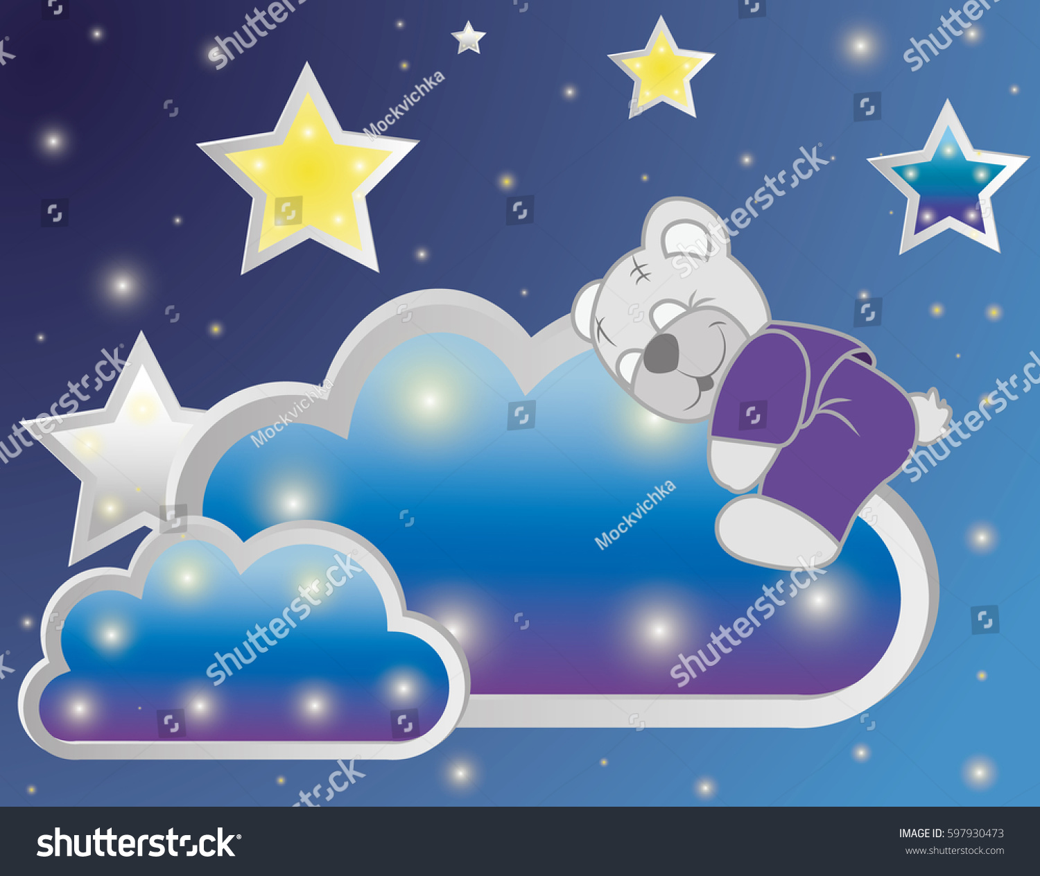 Vector Baby Background Teddy Bear Stock Vector (Royalty Free) 597930473 ...