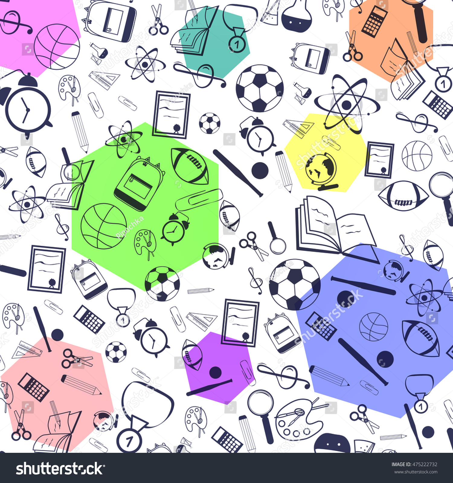 Vector Back School Pattern Set Different Stock Vector (Royalty Free ...