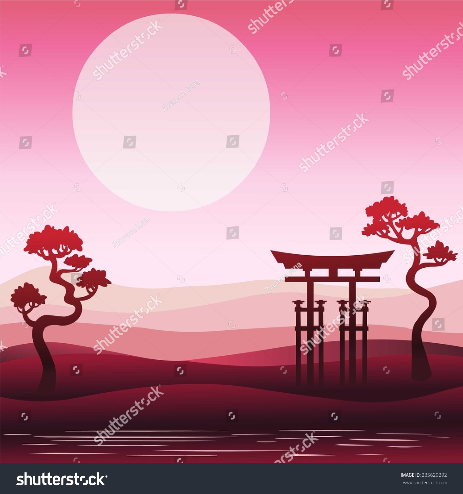 Vector Background Japanese Animation Landscape Stock Vector (Royalty ...