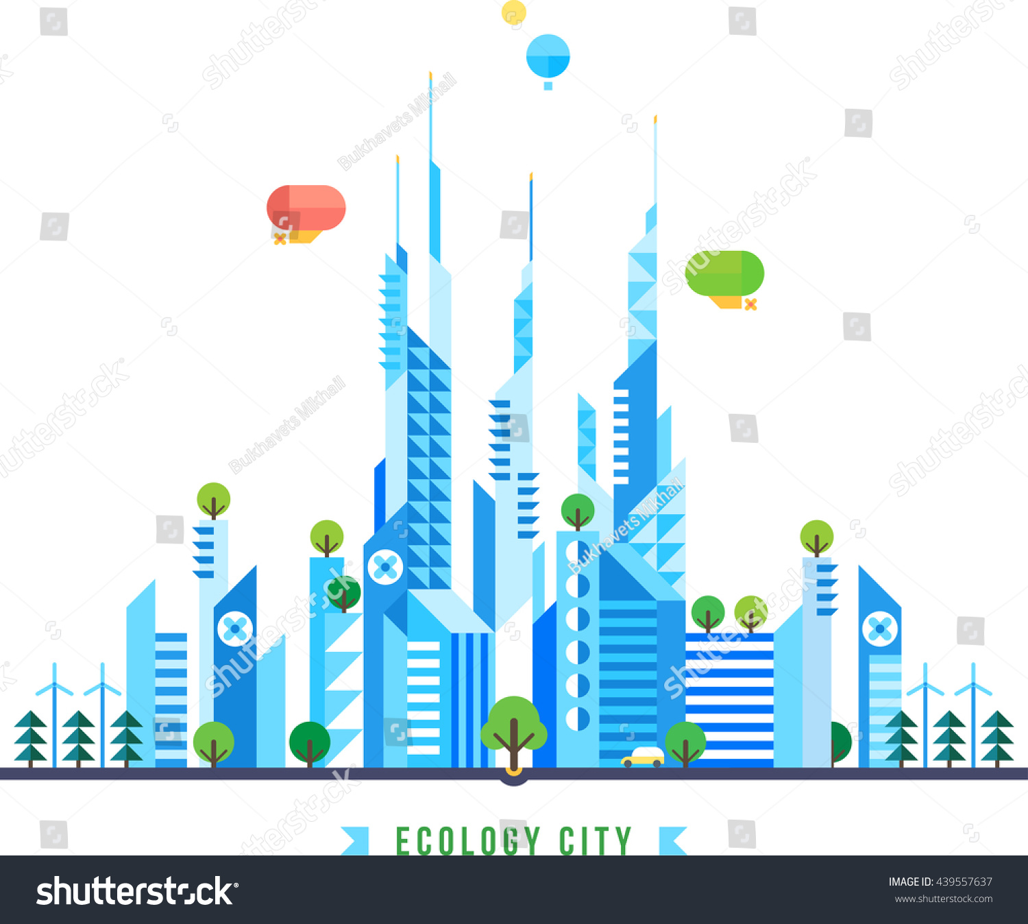 Vector Background Modern Ecocity Stock Vector (Royalty Free) 439557637 ...