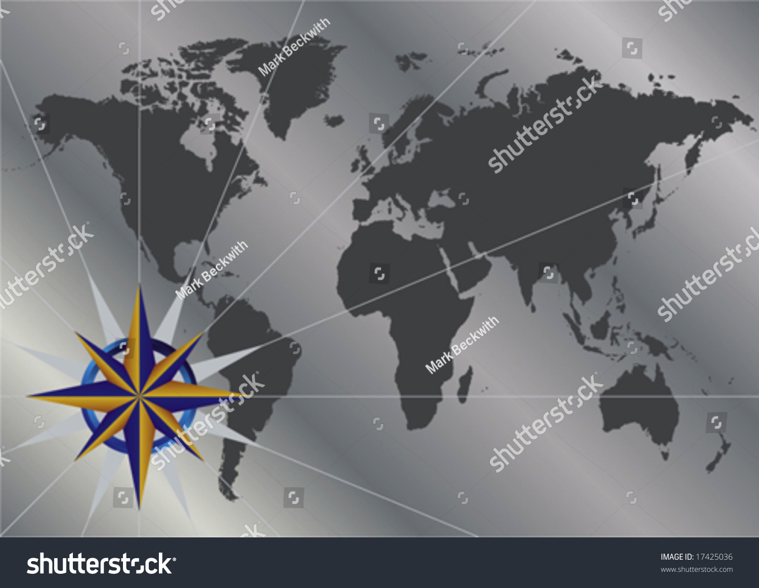 Vector Background Compass Over World Map Stock Vector (Royalty Free ...
