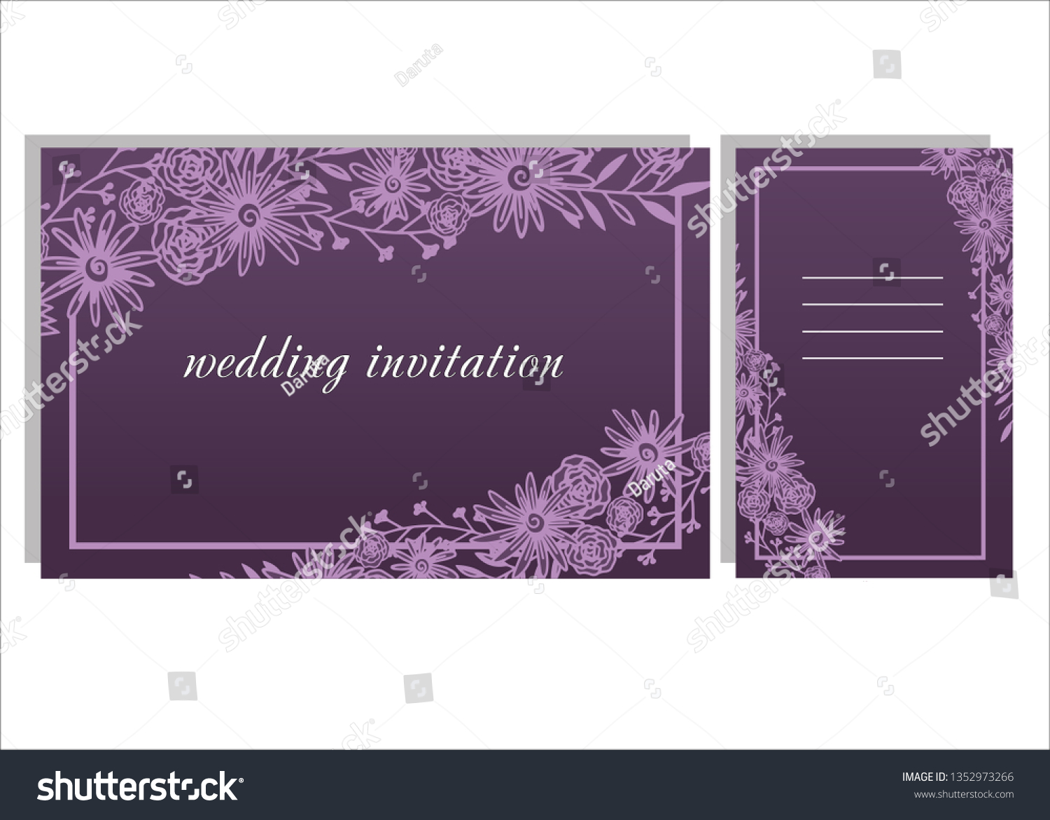 Vector Background Violet Wedding Invitation Card Stock Vector (Royalty ...