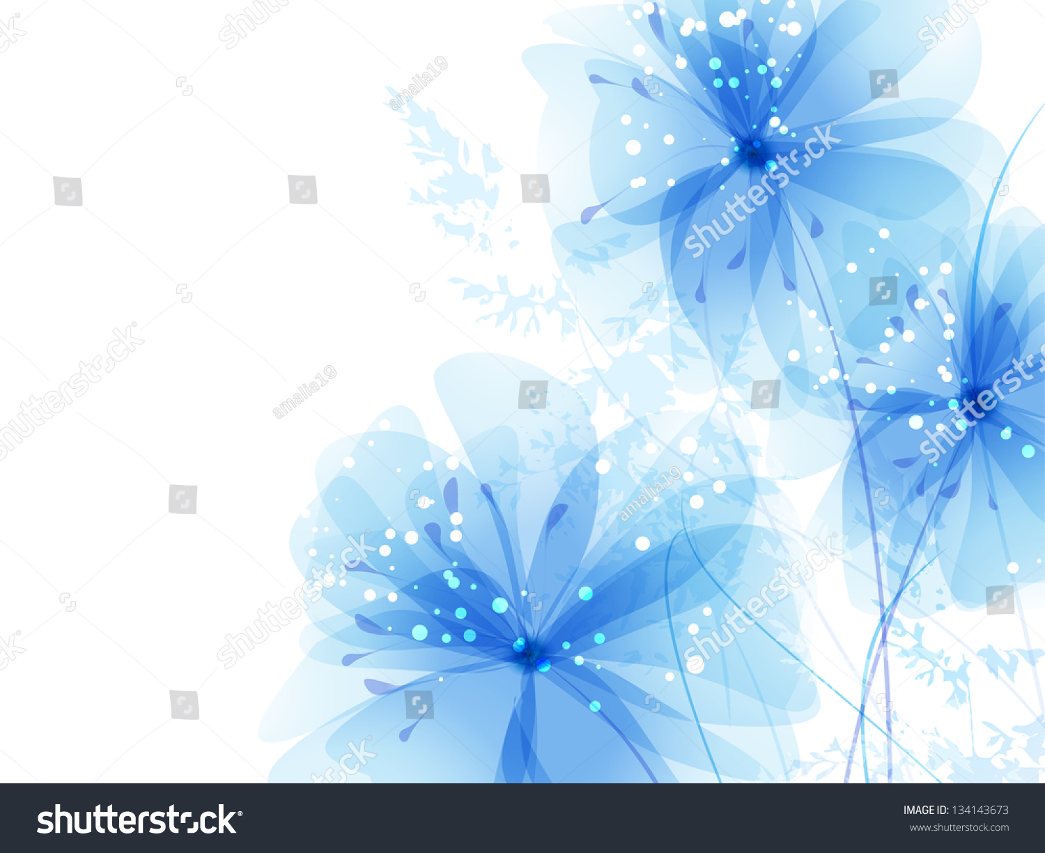 Vector Background Blue Flowers Stock Vector (Royalty Free) 134143673 ...