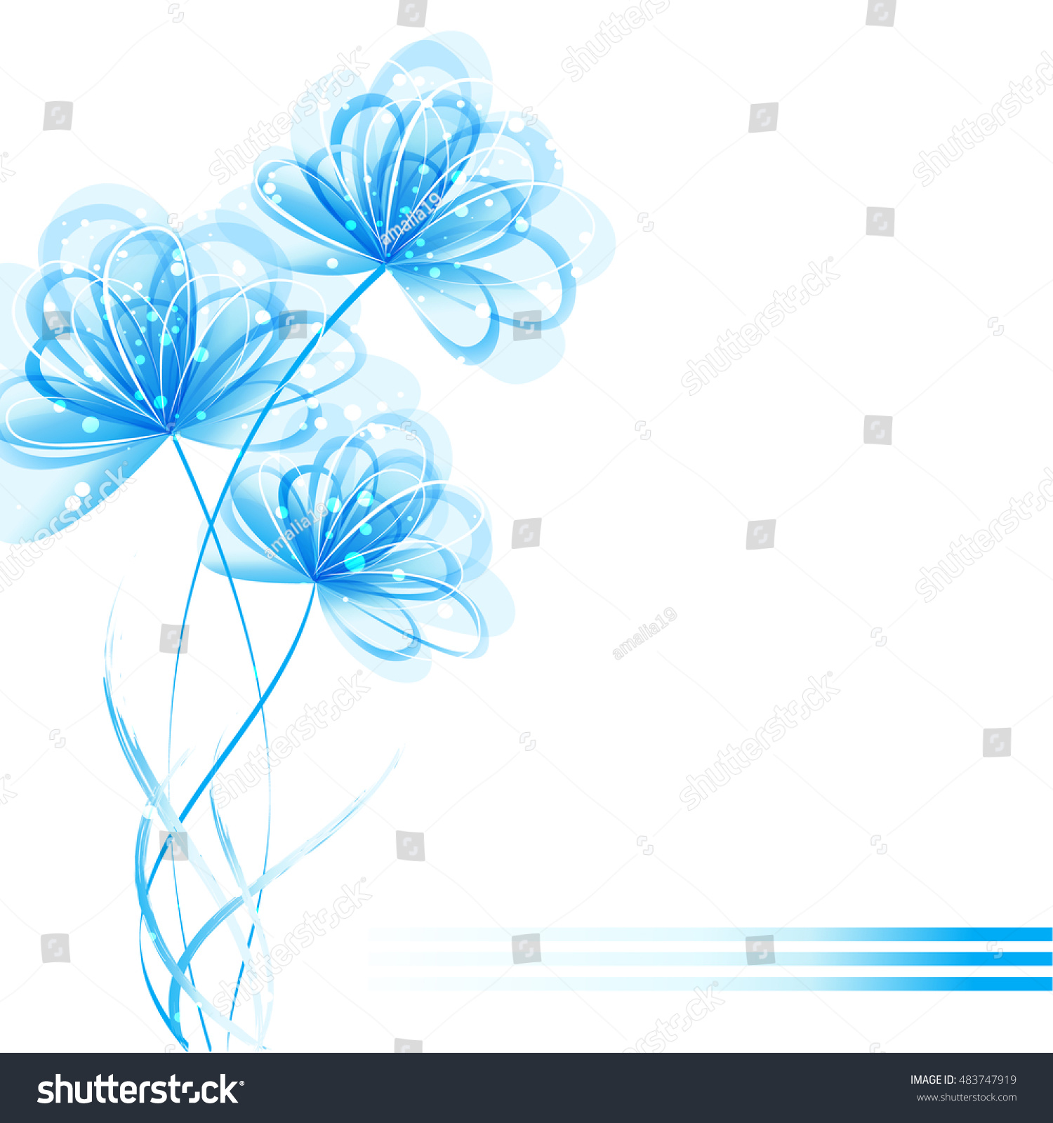 Vector Background Blue Flowers Eps 10 Stock Vector (Royalty Free ...