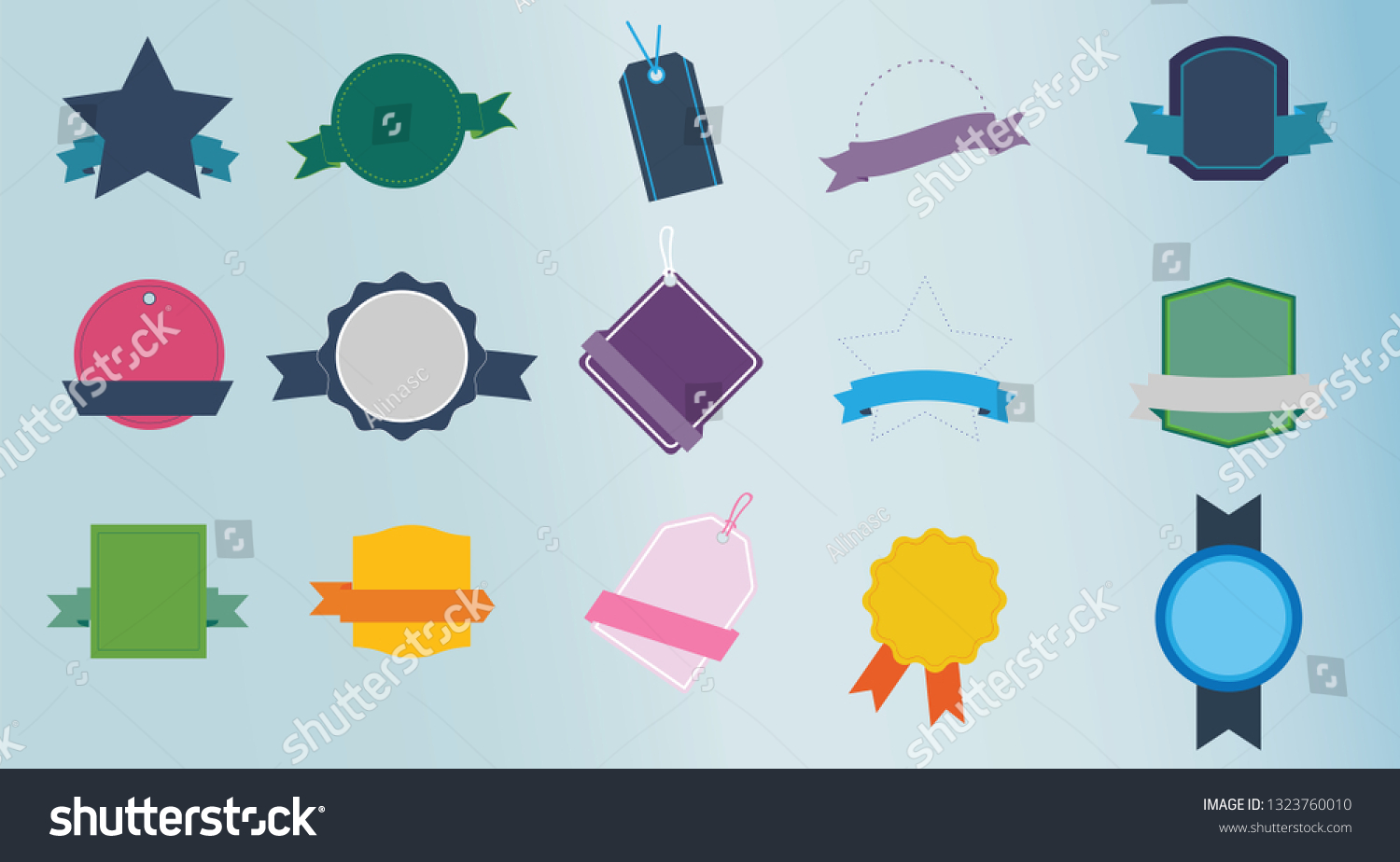 Vector Badge Labels Ribbons Multicolor Vector Stock Vector (Royalty ...