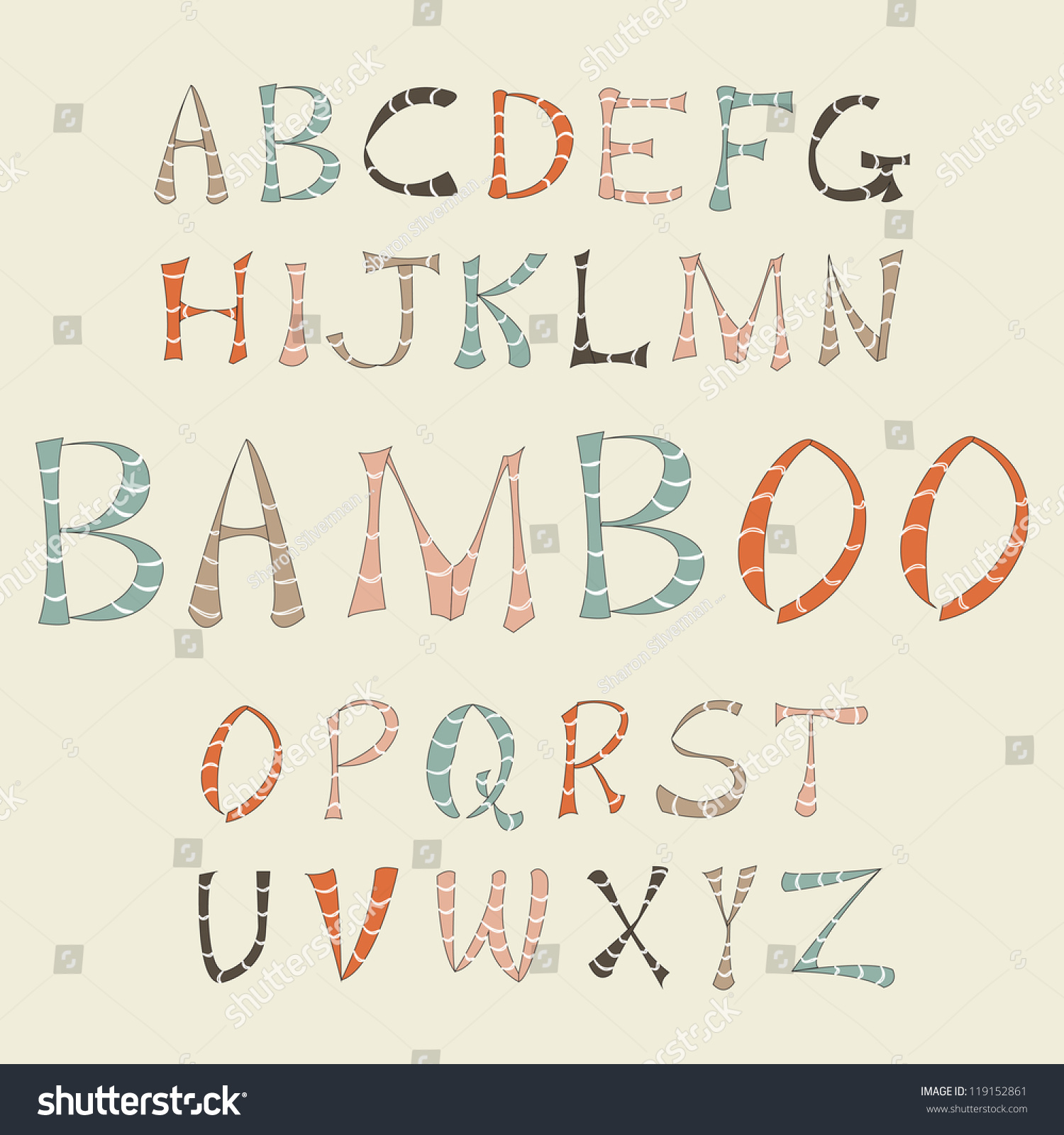 Vector Bamboo Alphabet Set Stock Vector (Royalty Free) 119152861