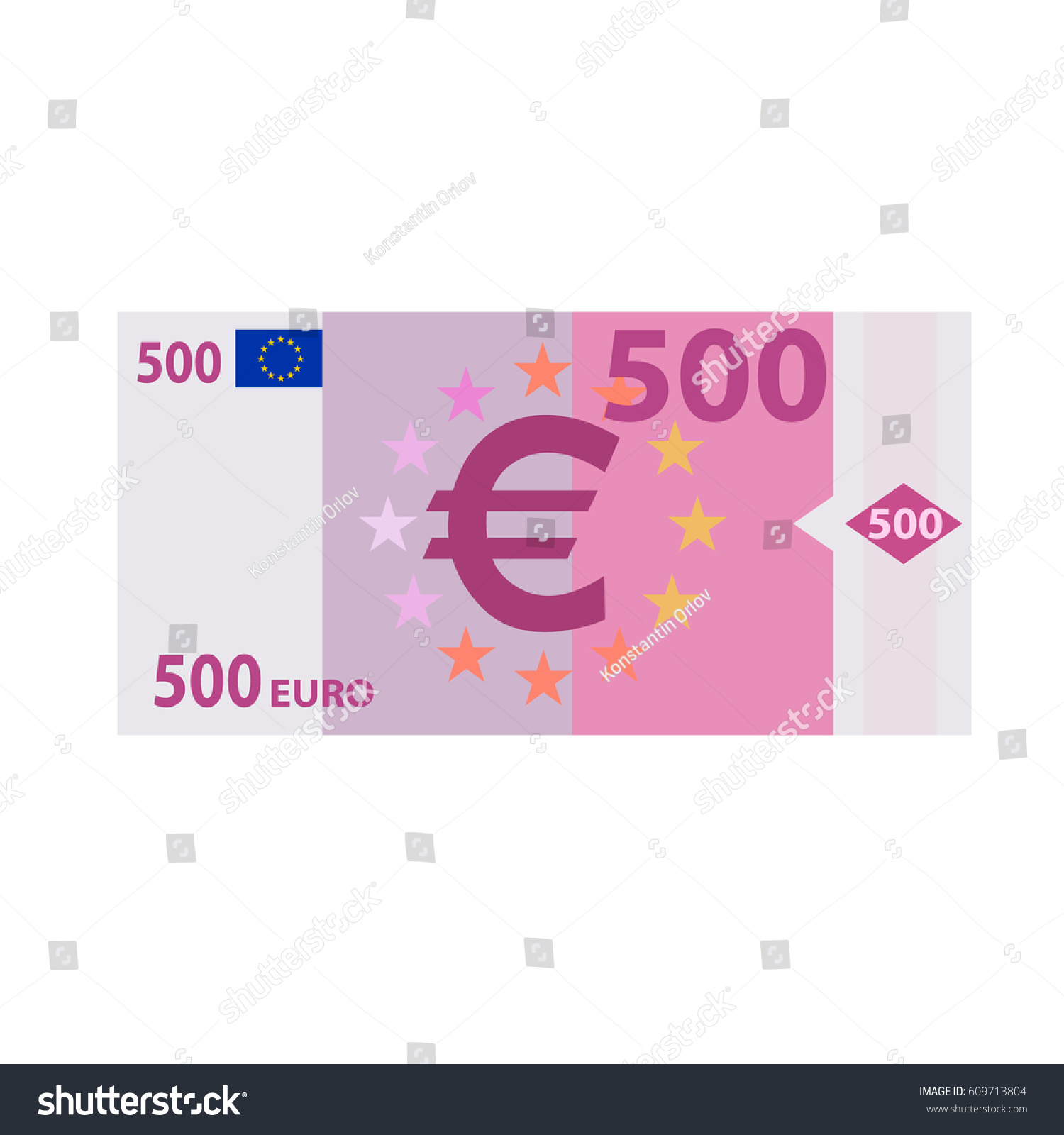 Vector Banknote 500 Euros Stock Vector (Royalty Free) 609713804 ...