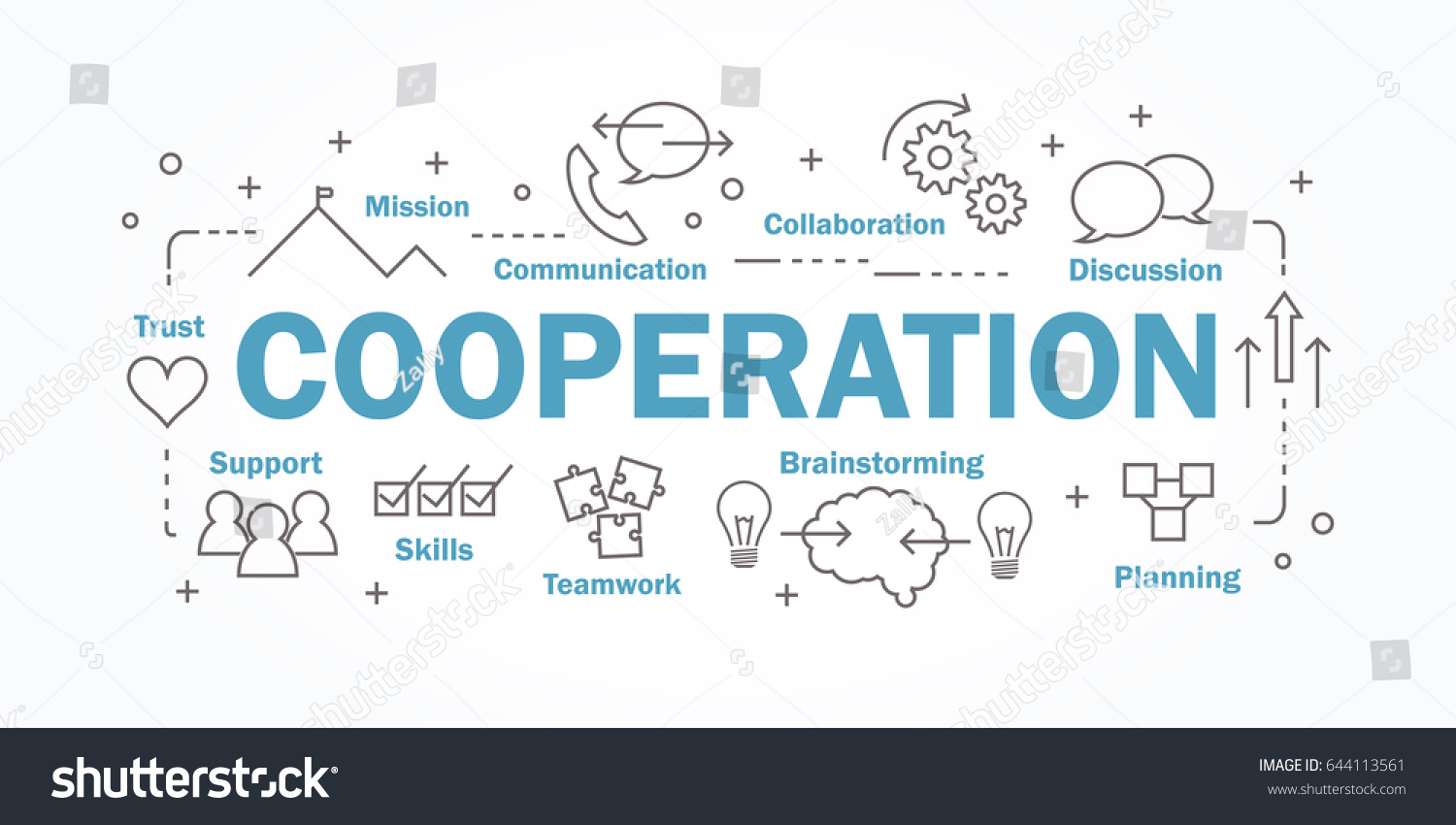 Vector Banner Flat Design Cooperation Concept Stock Vector (Royalty ...