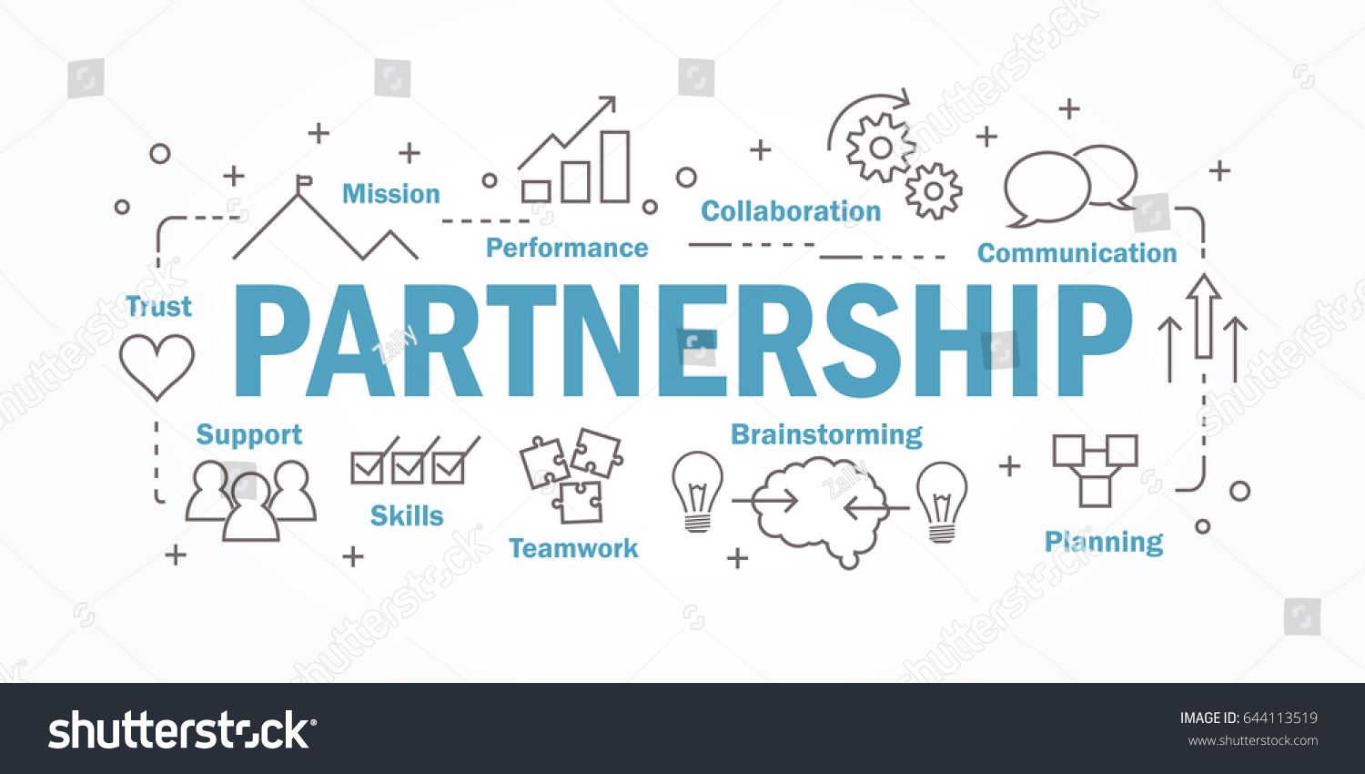 Vector Banner Flat Design Partnership Concept Stock Vector (Royalty ...