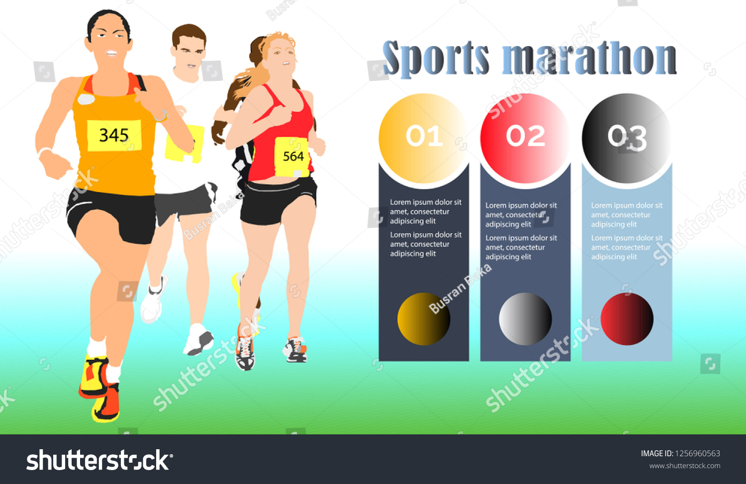 Vector Banner Marathon Runners Stock Vector (Royalty Free) 1256960563