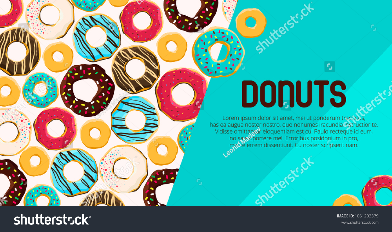 Vector Banner Different Donuts Stock Vector (Royalty Free) 1061203379 ...