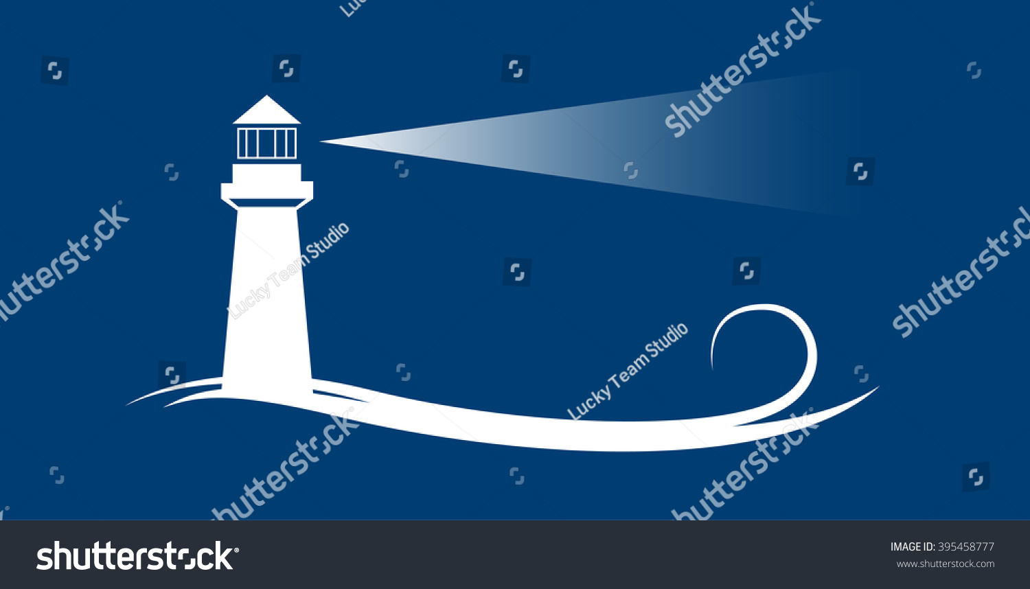 Vector Banner Lighthouse Blue Background Stock Vector (Royalty Free ...