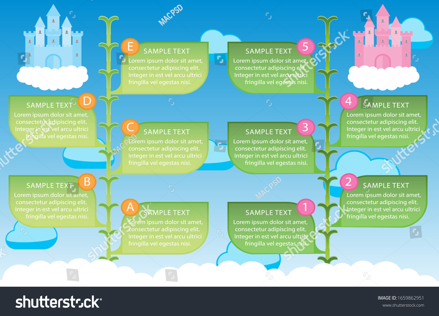 Vector Beanstalk Infographic Blue Pink Stock Vector (Royalty Free ...