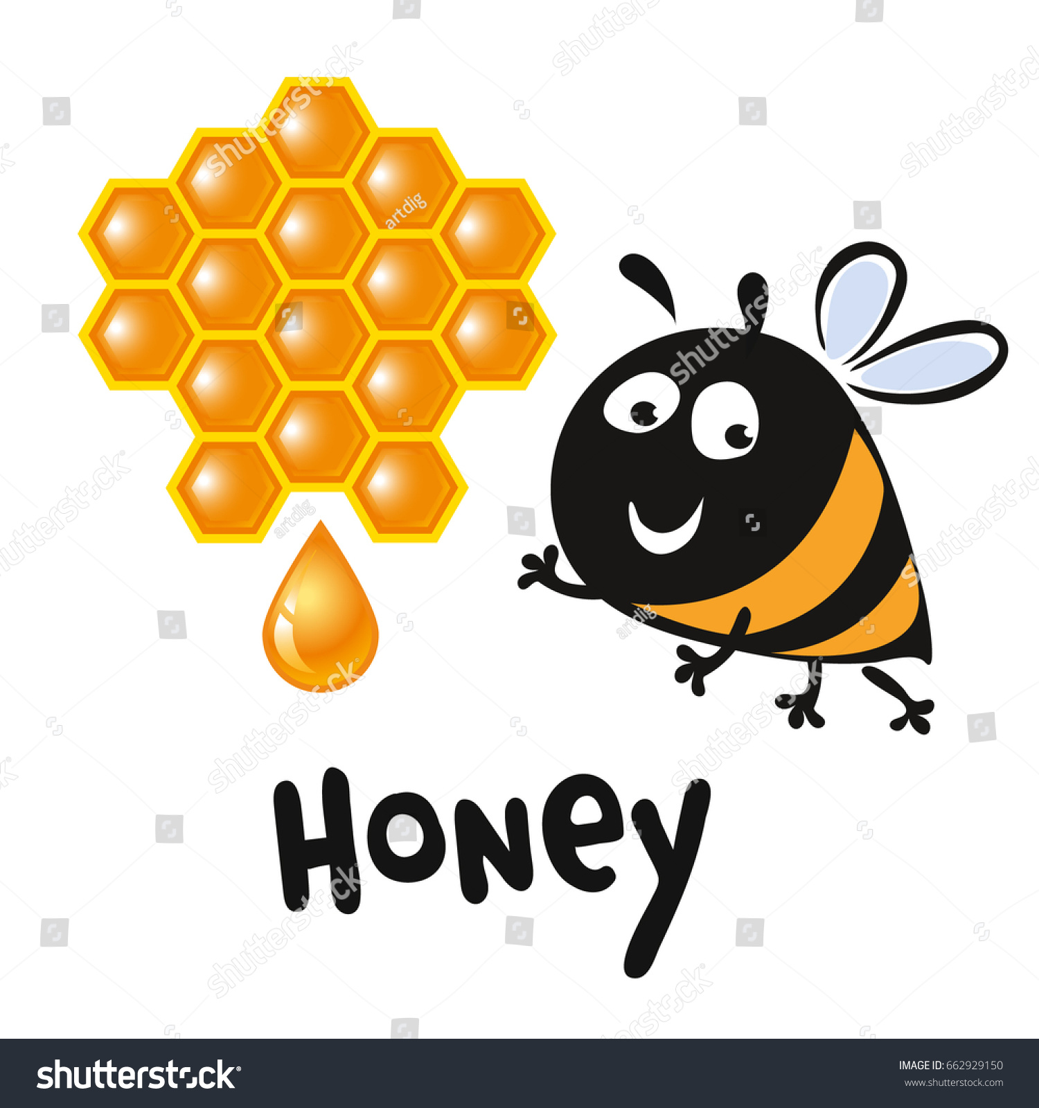 Vector Bee Icon Pretty Bee Honeycomb: เวกเตอร์สต็อก (ปลอดค่าลิขสิทธิ์ ...