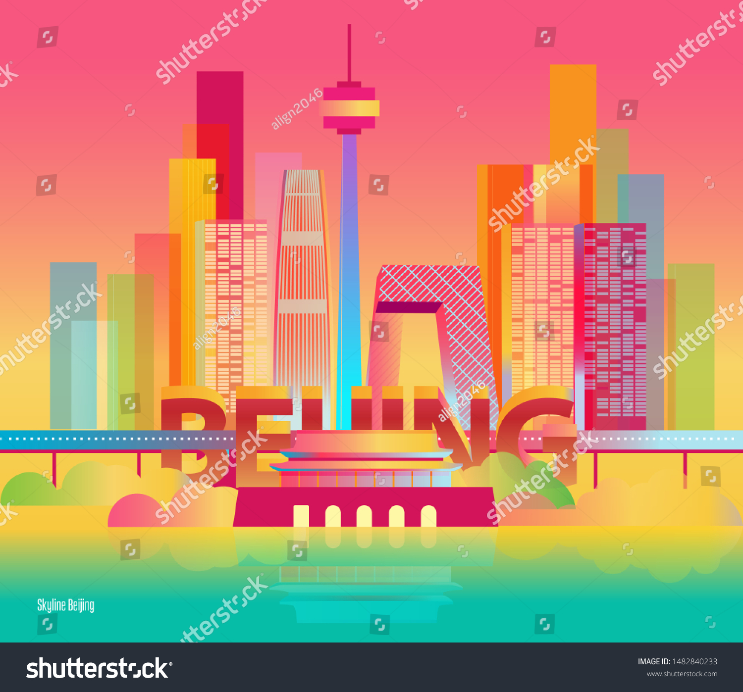 Vector Beijing City Illustration Vector Skyline Stock Vector (Royalty ...