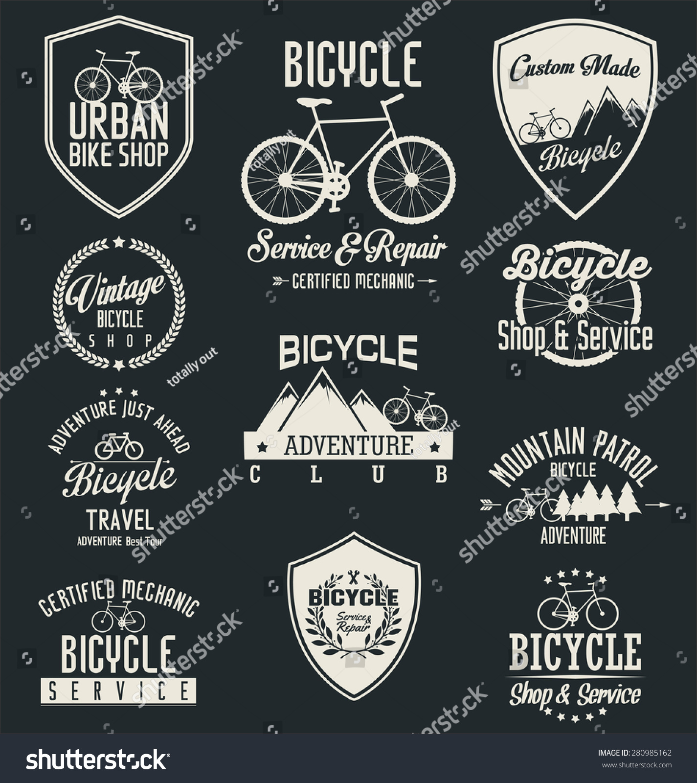 Vector Bicycle Badges Labels Stock Vector (Royalty Free) 280985162