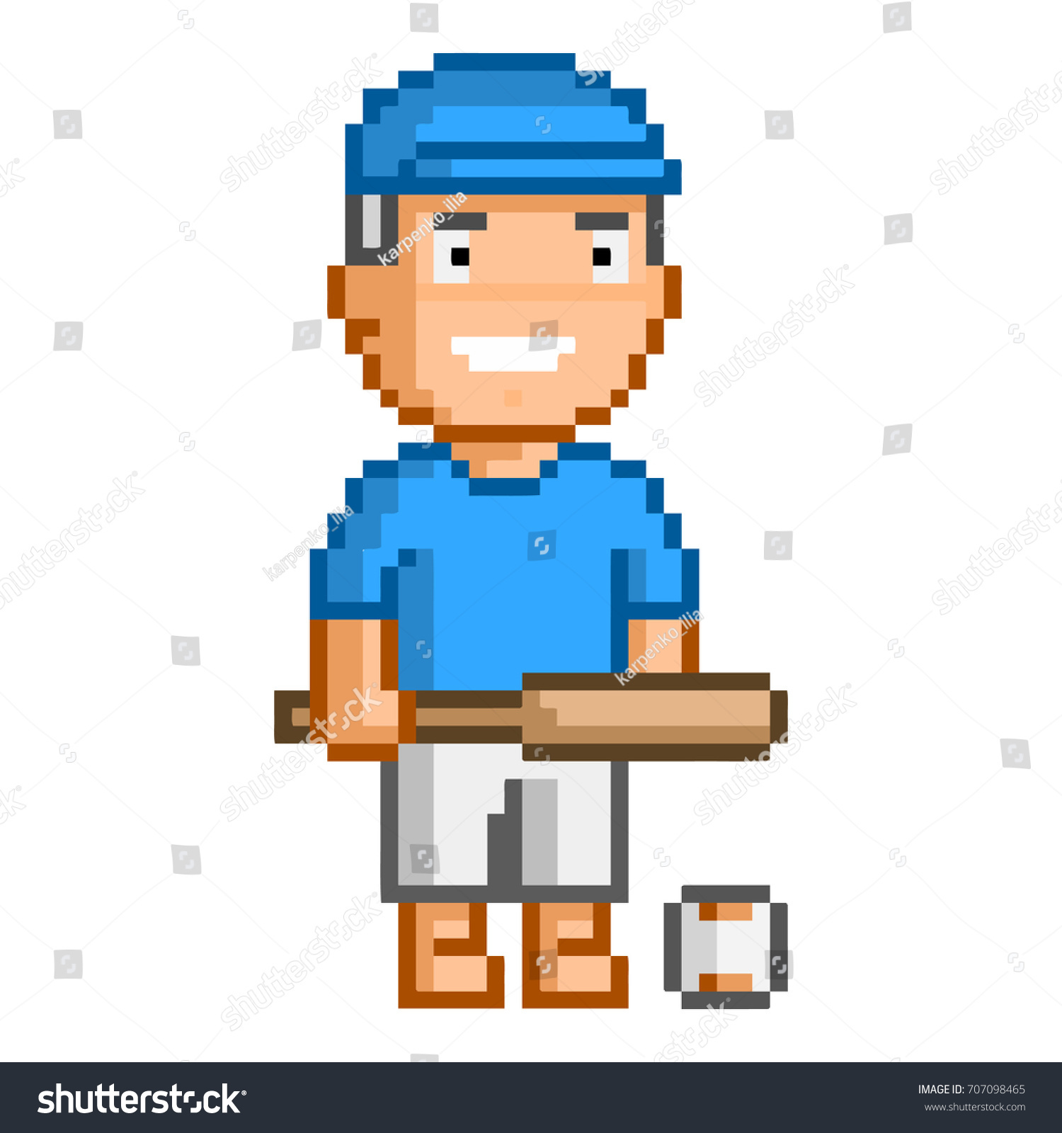 Vector 8bit Pixel Art Baseball Player Stock Vector (Royalty Free ...