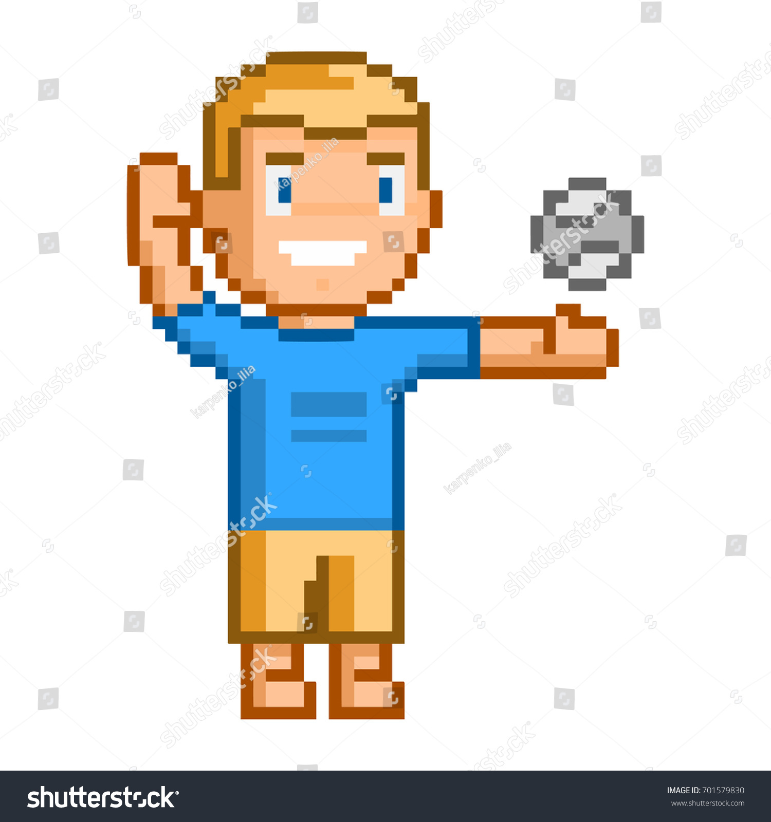 Vektor Stok Vector 8bit Pixel Art Volleyball Player (Tanpa Royalti ...