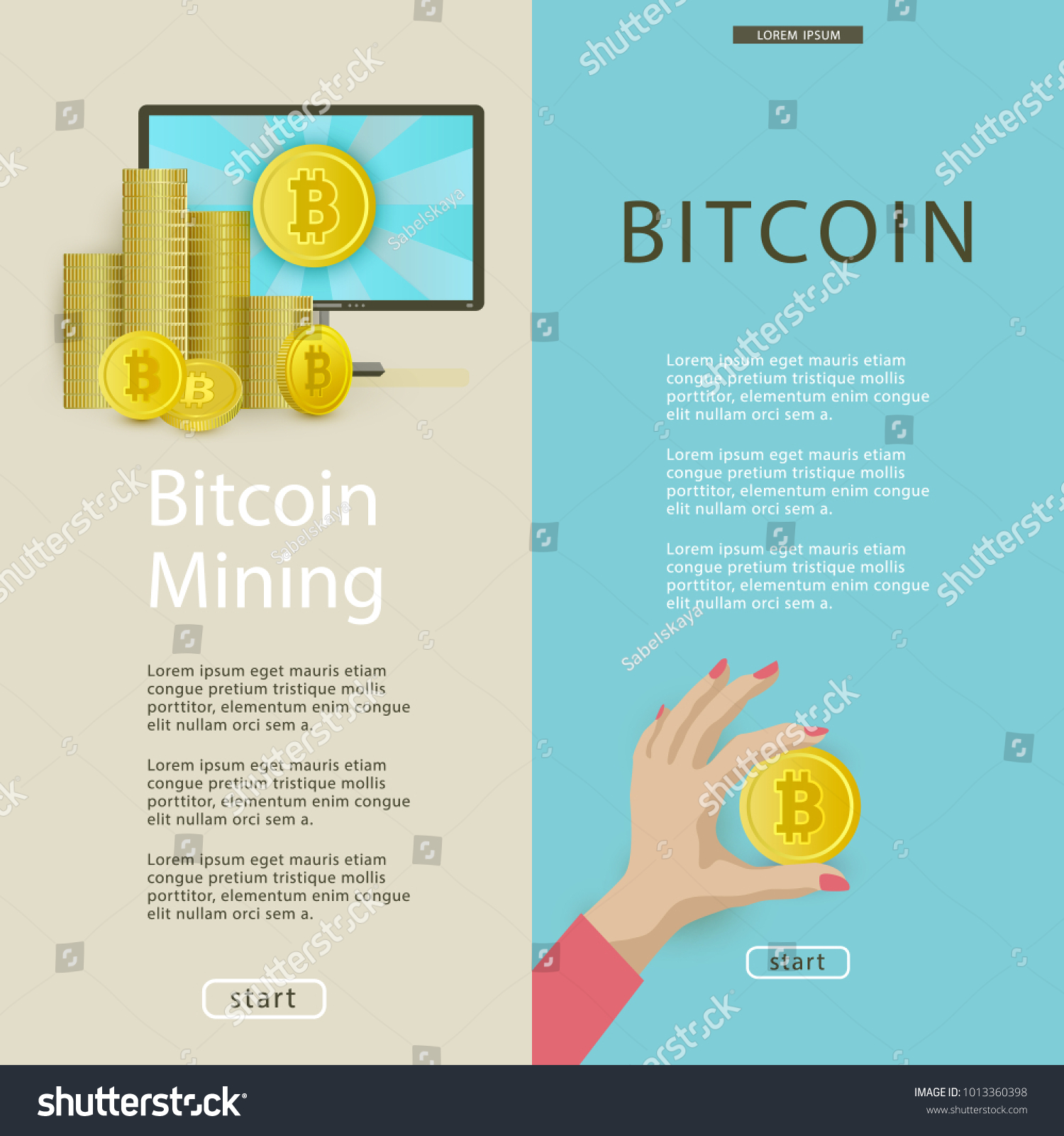 Vector Bitcoin Mining Posters Template Background Stock Vector (Royalty ...