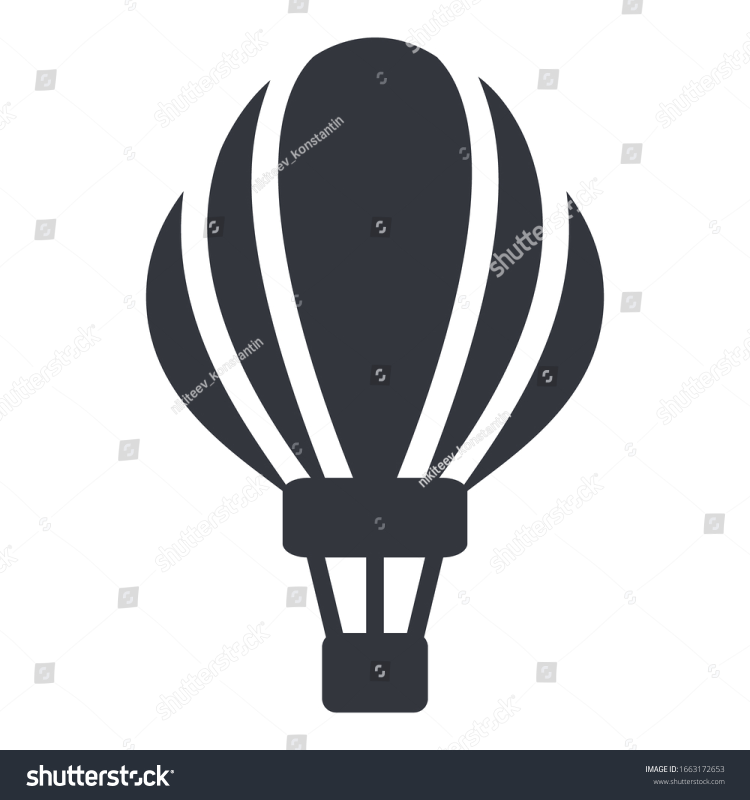 Vector Black Aerostat Balloon Icon Stock Vector (Royalty Free ...
