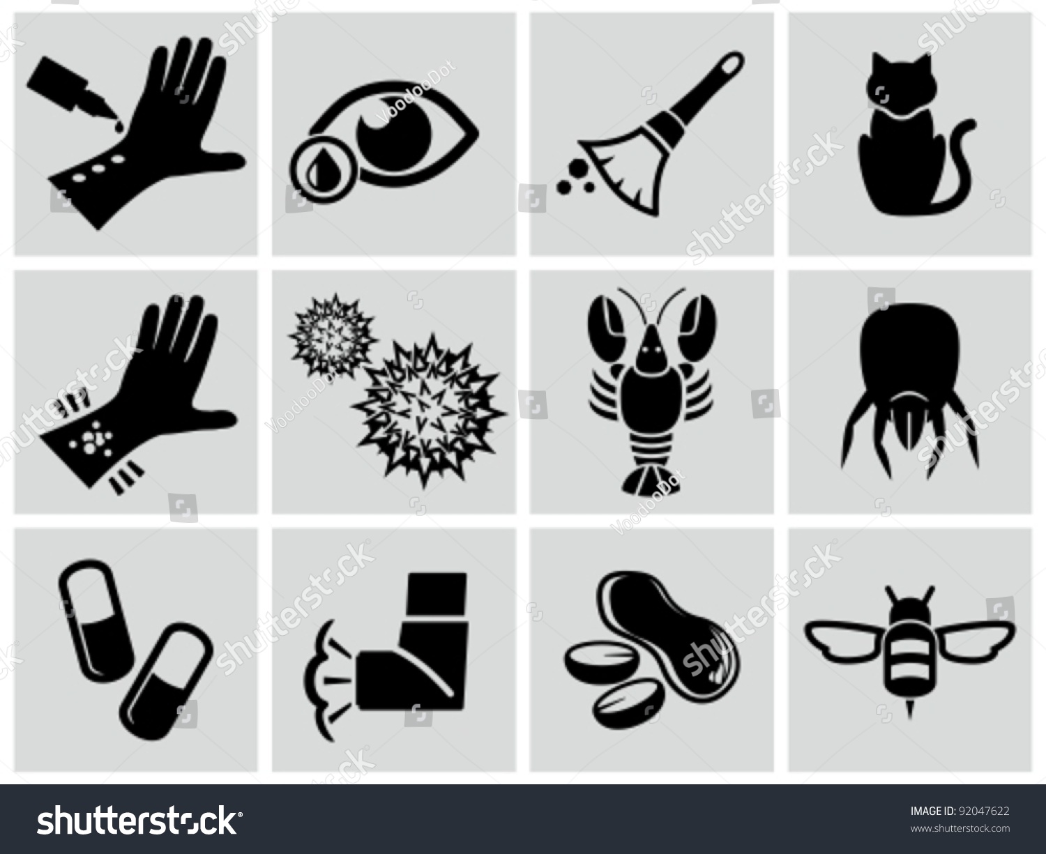 Vector Black Allergies Icons Set Stock Vector (Royalty Free) 92047622 ...