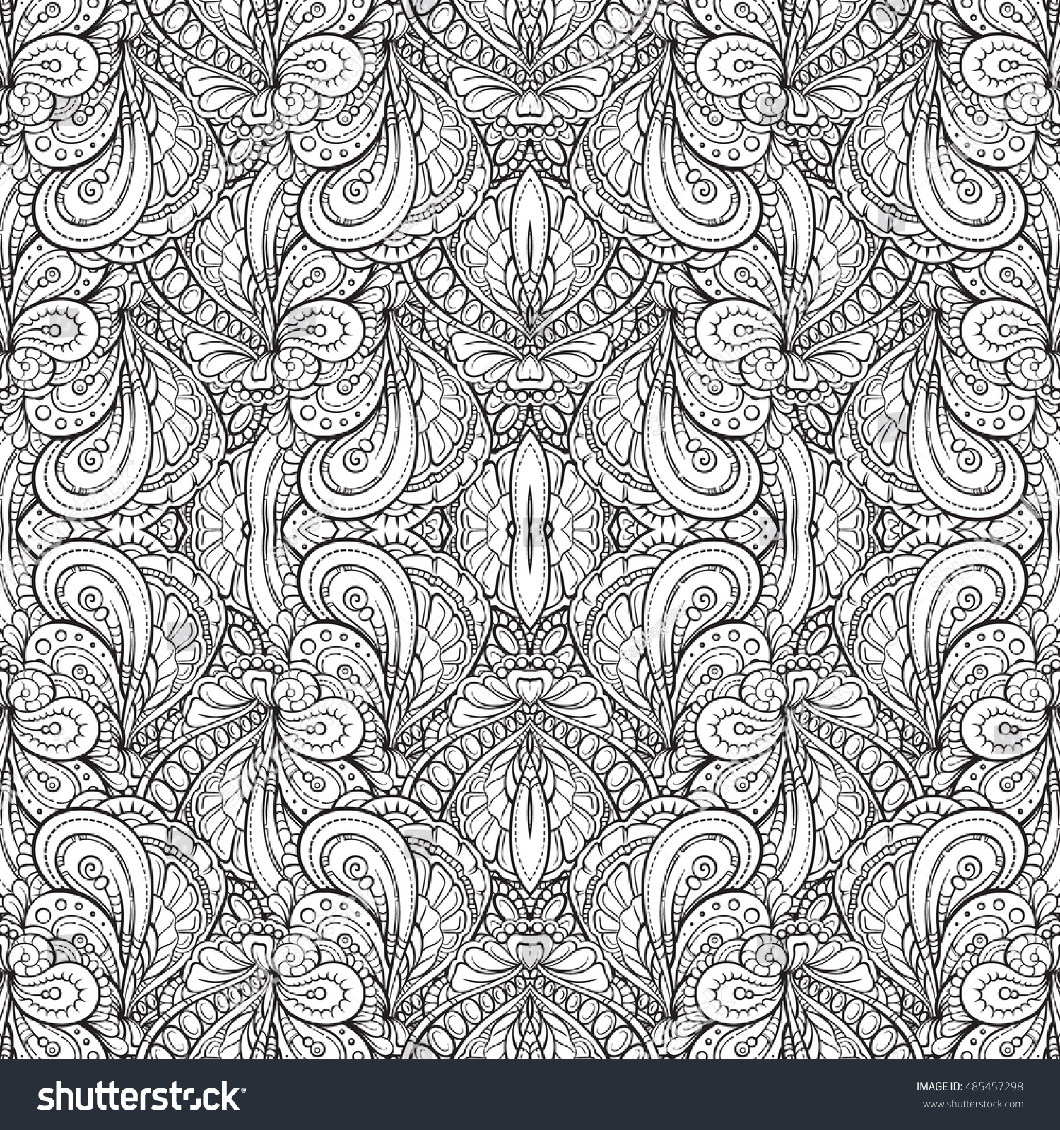 Vector Black White Decorative Elements Seamless Stock Vector Royalty