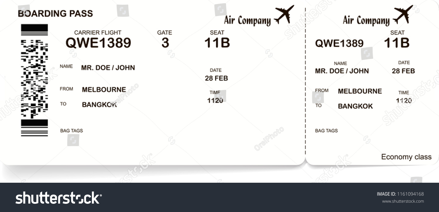Vector Black White Illustration Boarding Pass Stock Vektor Royaltyfri 1161094168