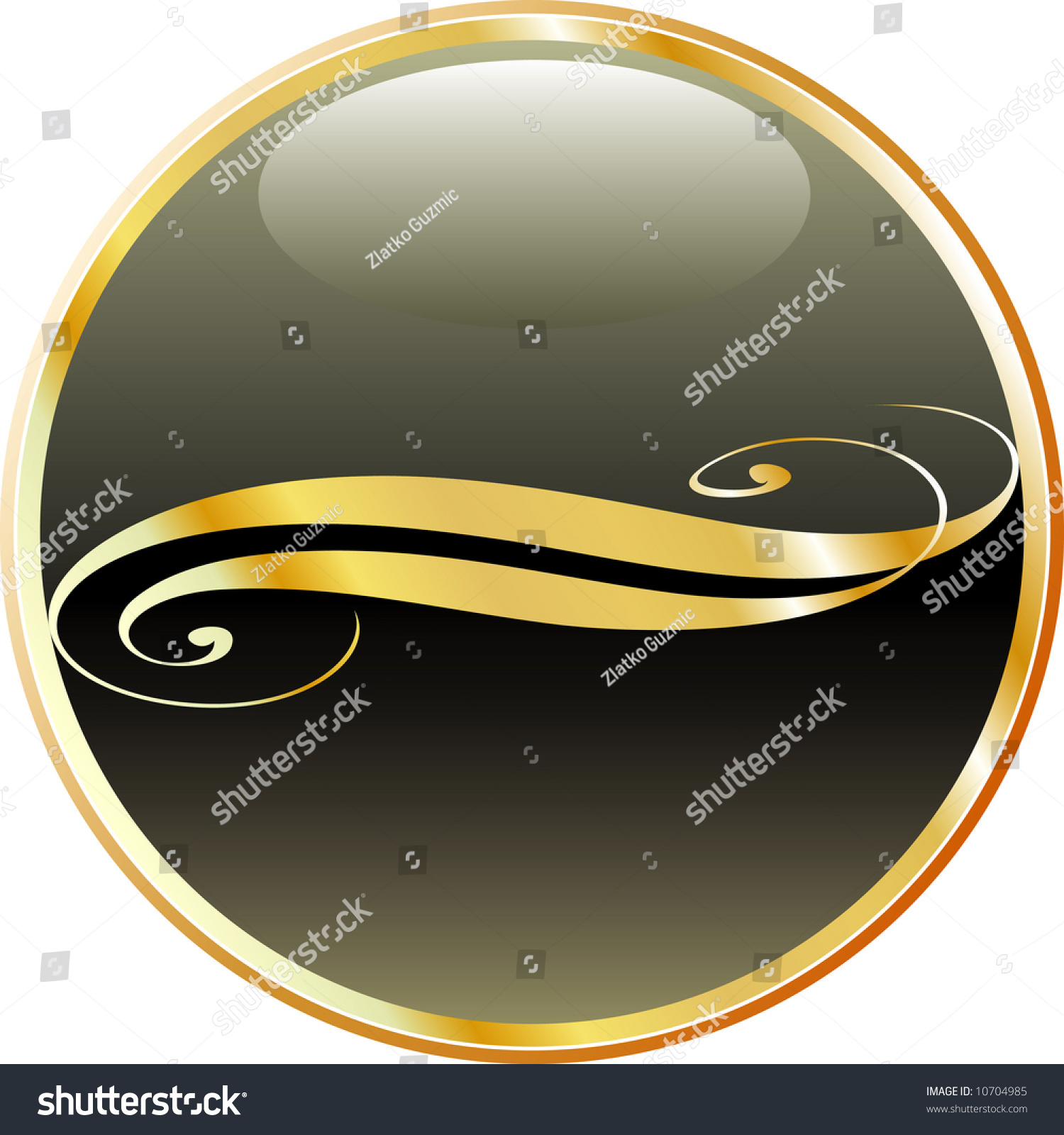 Vector Black Button Golden Vignette Stock Vector (Royalty Free) 10704985