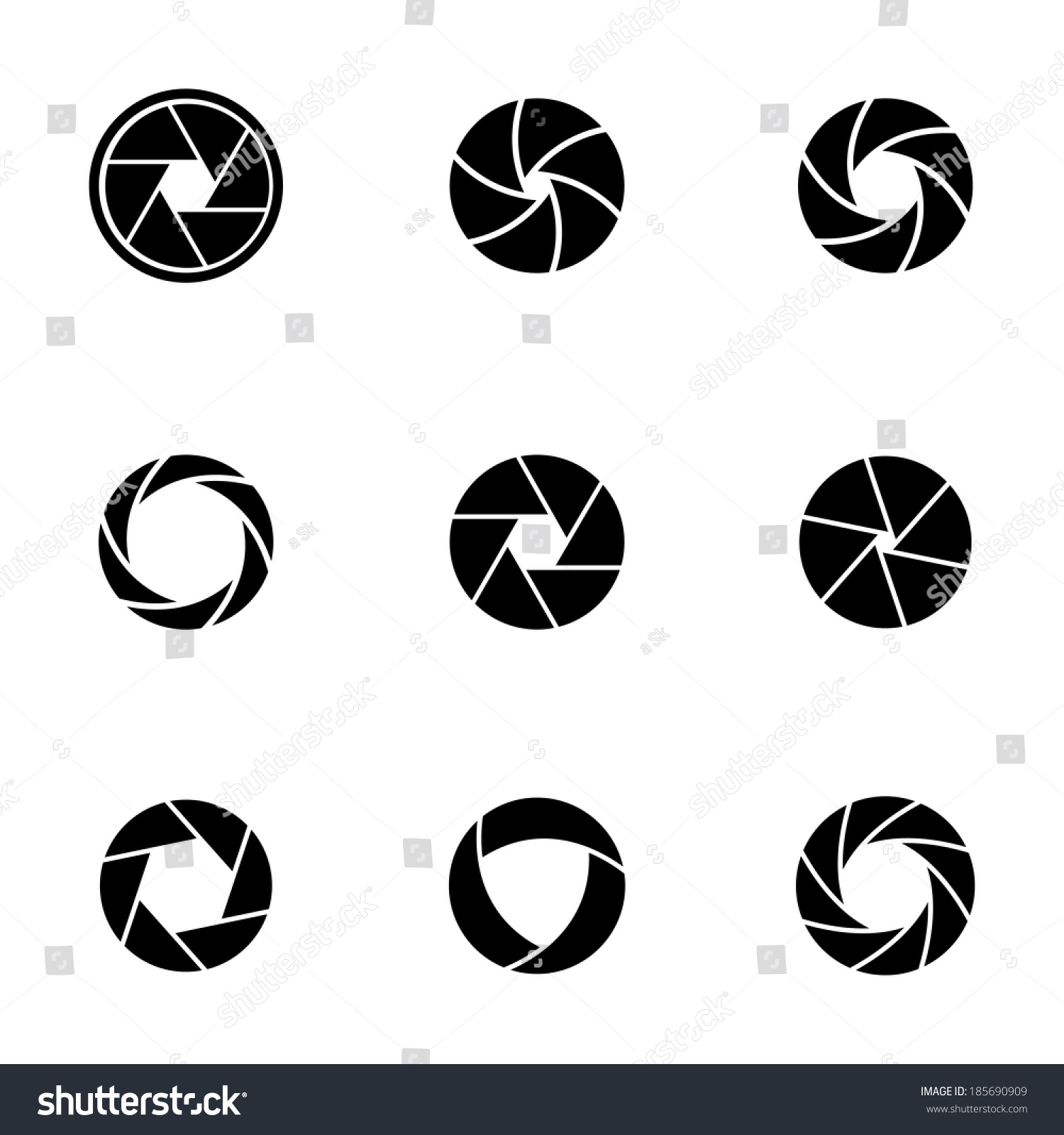 Vector Black Camera Shutter Icons Set Stock Vector (Royalty Free ...