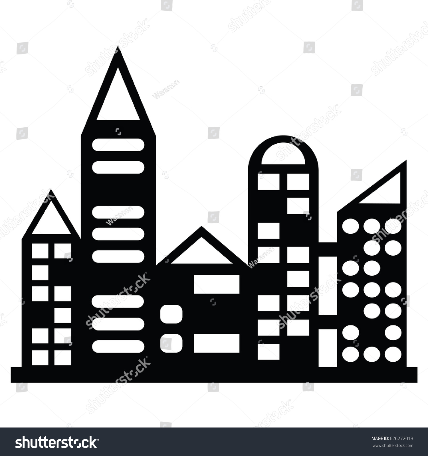 Vector Black City Icons Set Stock Vector (Royalty Free) 626272013 ...