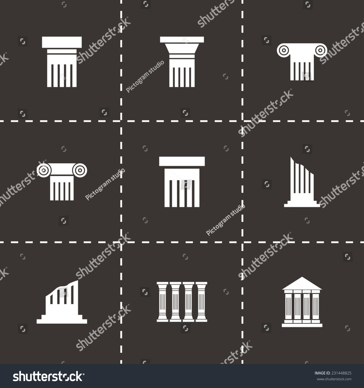 Vector Black Column Icon Set On Stock Vector (Royalty Free) 231448825